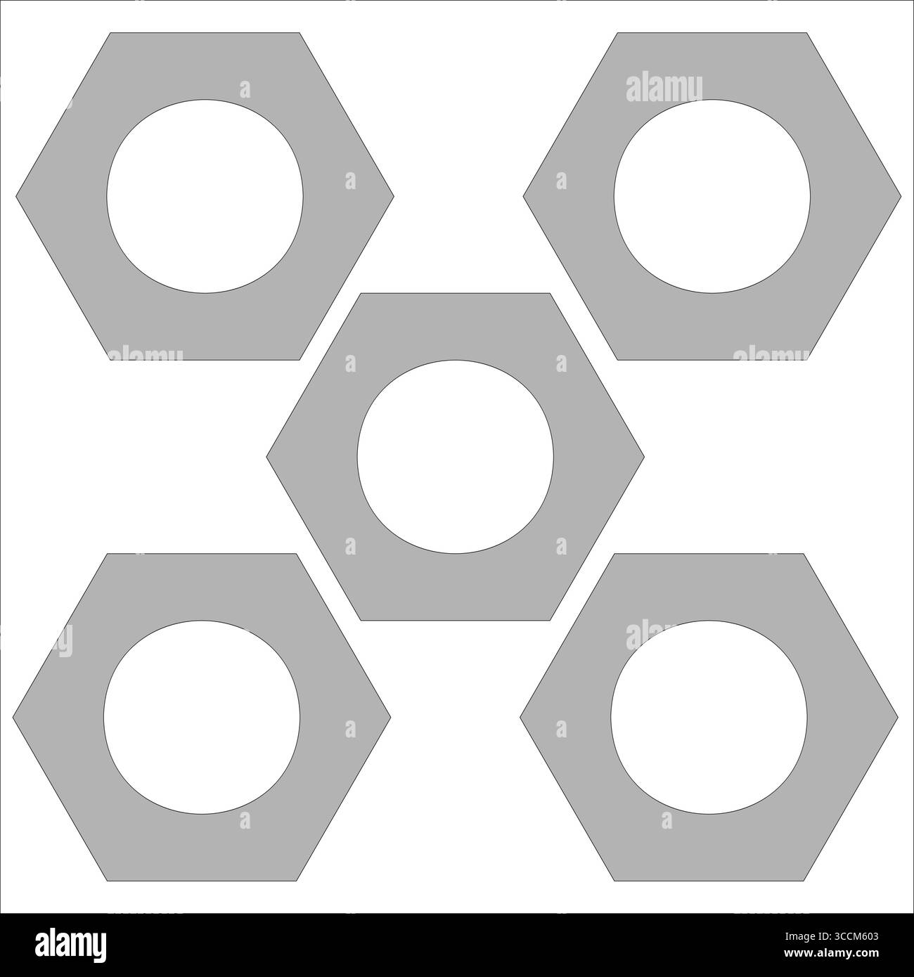 Geometric hexagon pattern. Mechanical nuts symbol. Vector shape ...