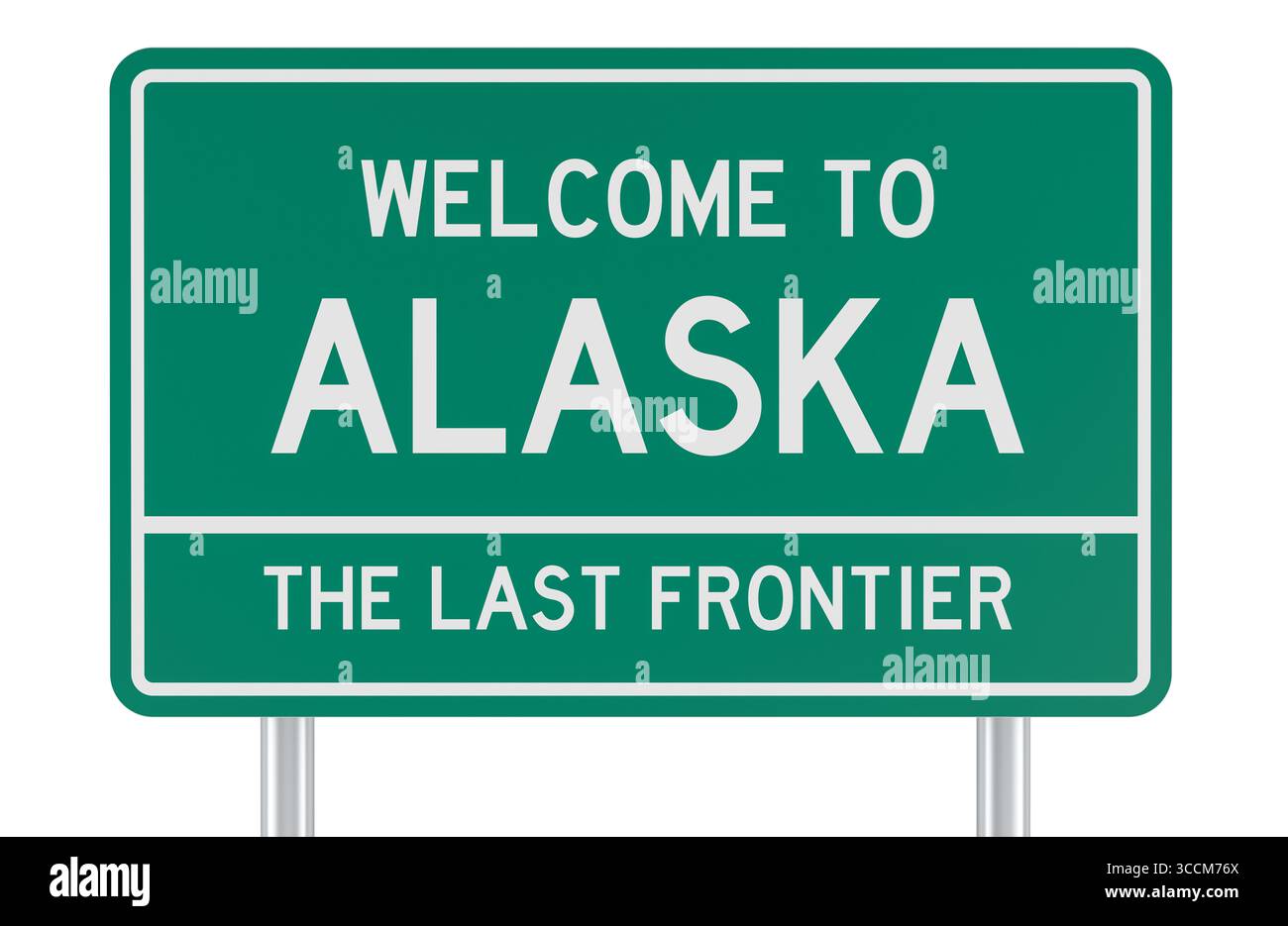 Welcome to Alaska, road sign. 3D rendering isolated on white background ...