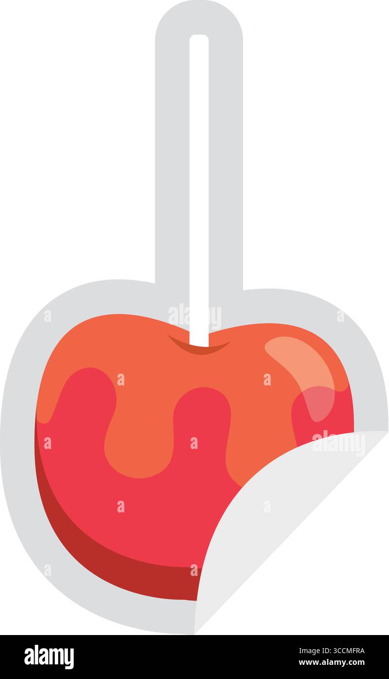 Red caramel apple sticker. Vector Stock Vector Image & Art - Alamy