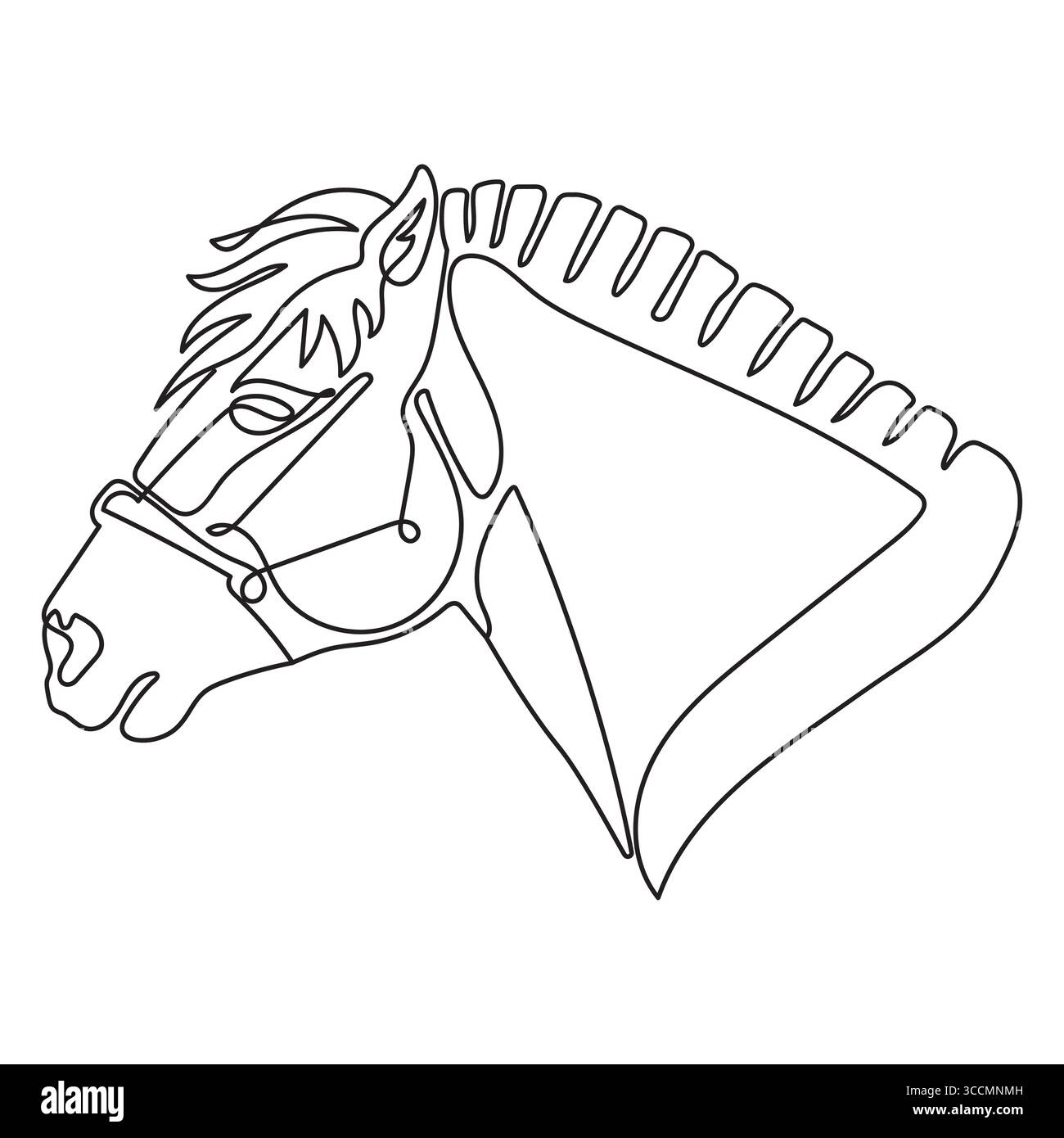 Horse head continuous one line drawing vector illustration Stock Vector ...