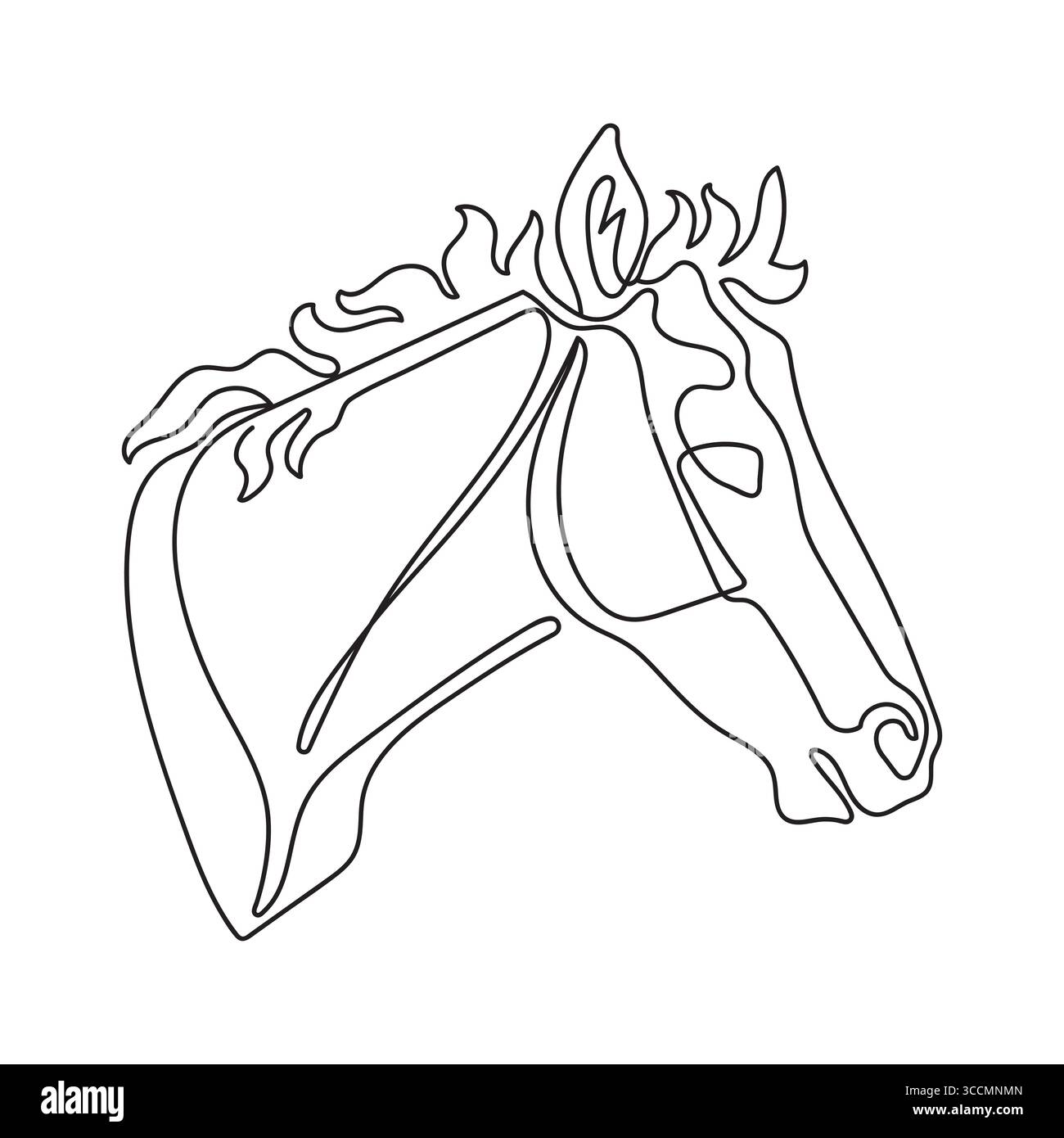 Trendy one line drawing head of little foal monochrome vector Stock ...