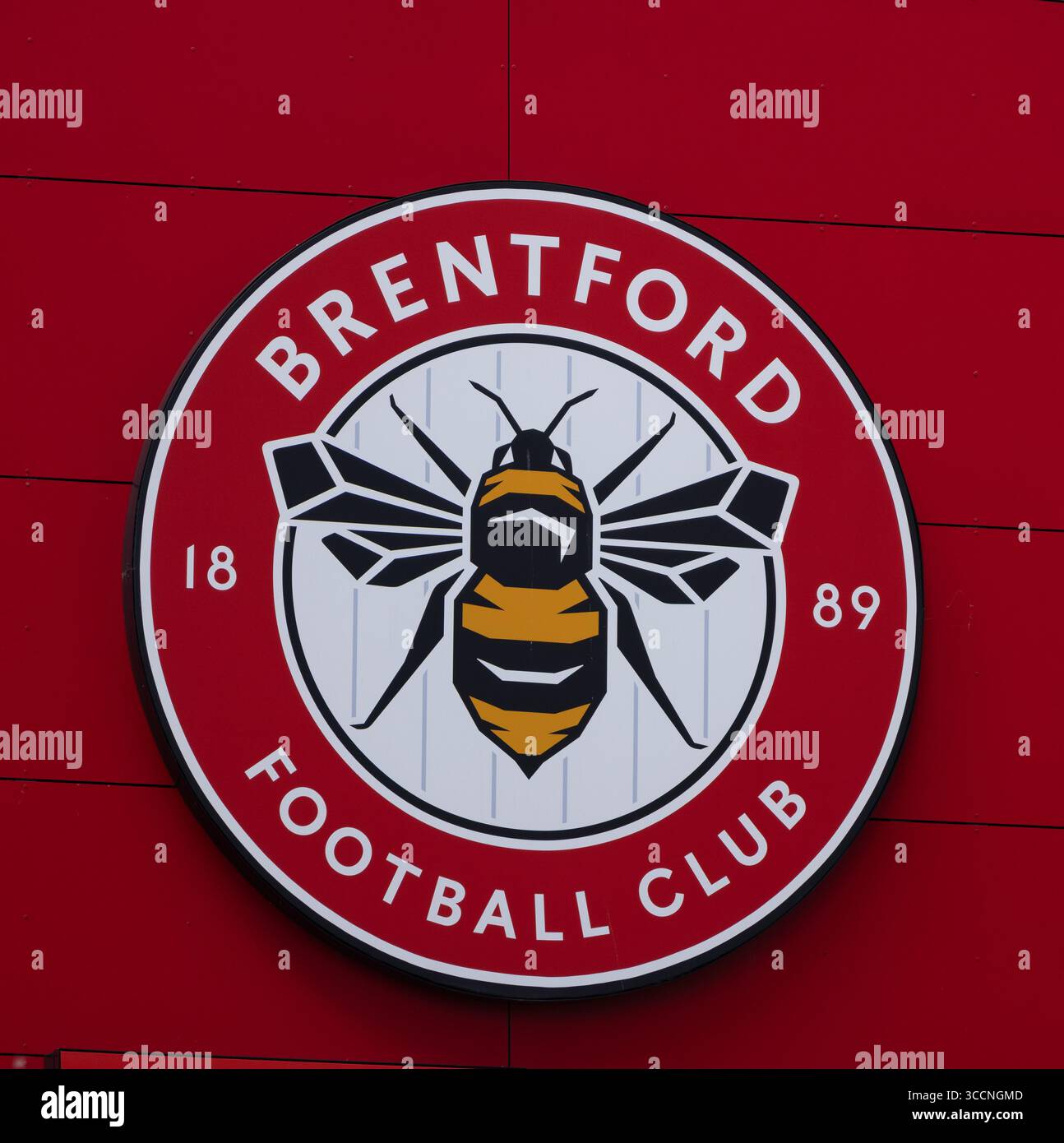 LONDON, UK - AUGUST 5, 2025 - Close up of the Brentford Football Club ...