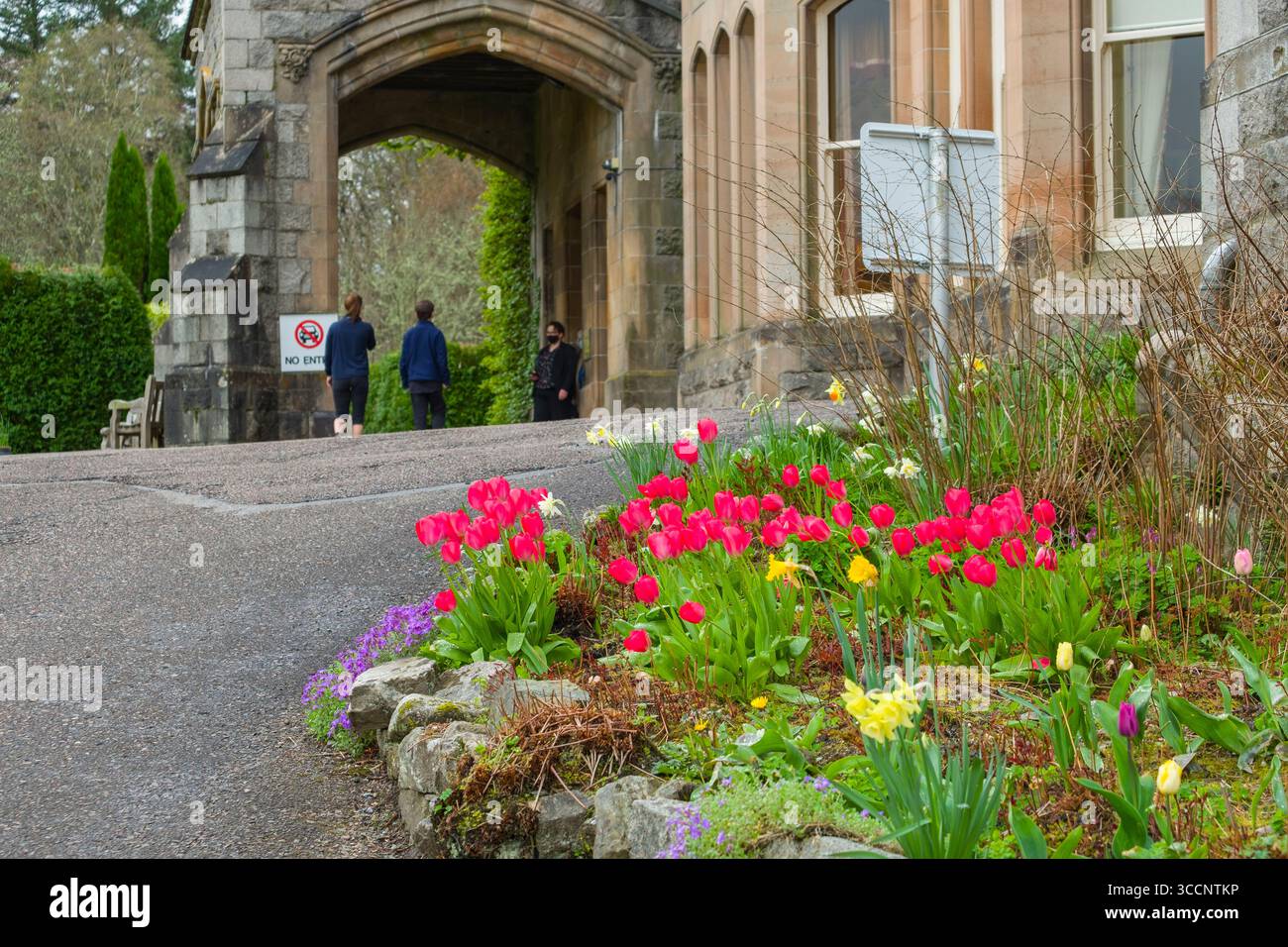 Colorful flowers in flower bed, Inverlochy Castle Hotel, Torlundy, Fort ...