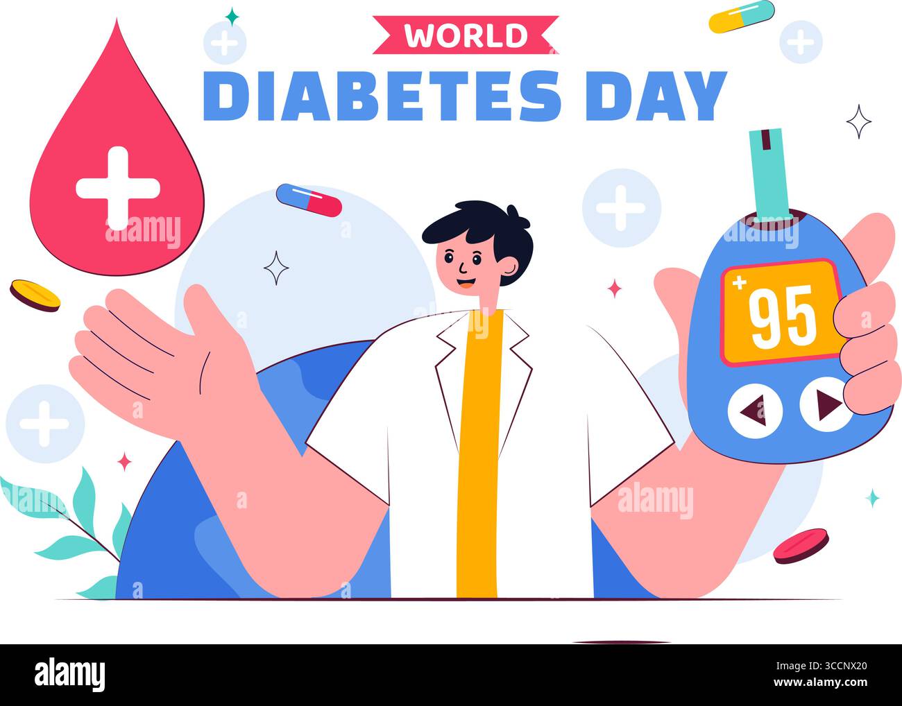 World Diabetes Day Vector Illustration on November 14 Featuring Doctors ...