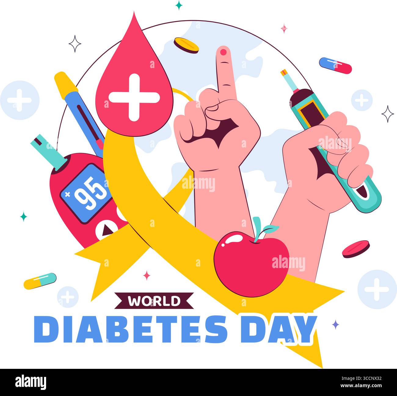 World Diabetes Day Vector Illustration on November 14 Featuring Doctors ...