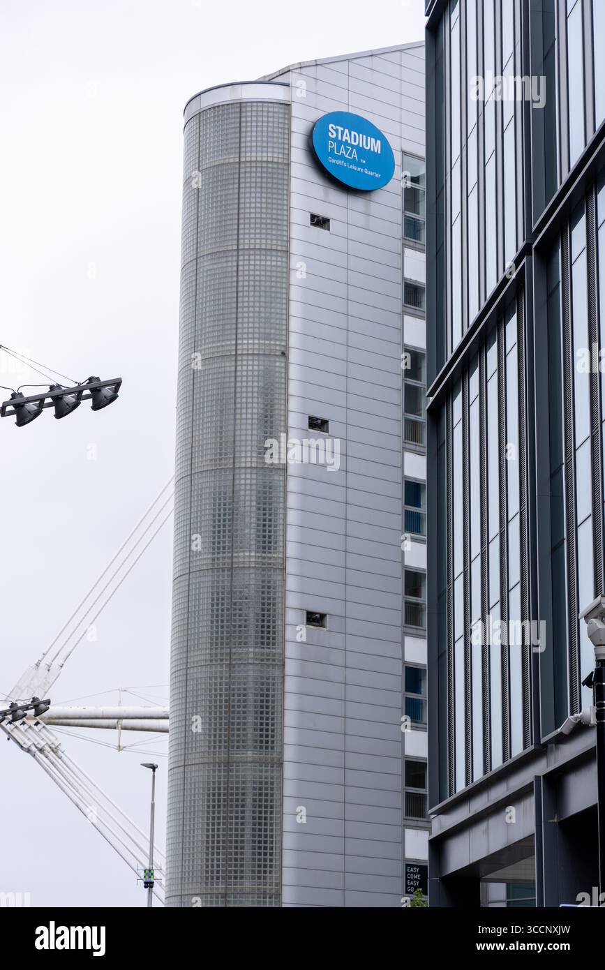 CARDIFF, UK - AUGUST 8, 2025 - Modern architecture of Stadium Plaza in ...