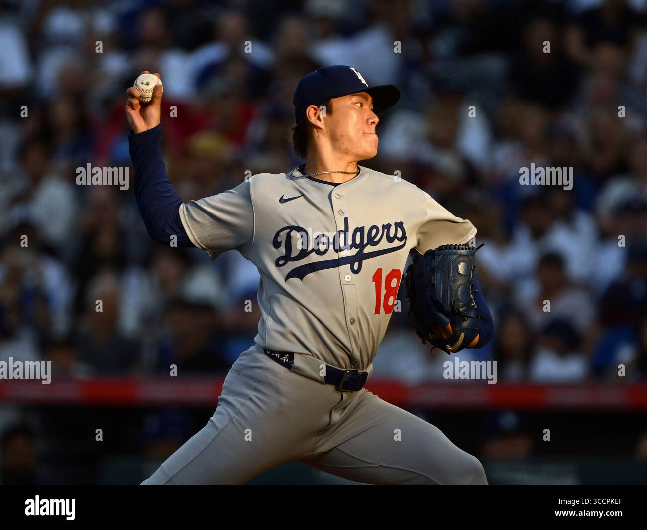 ANAHEIM, CA - AUGUST 11: Los Angeles Dodgers pitcher Yoshinobu Yamamoto ...
