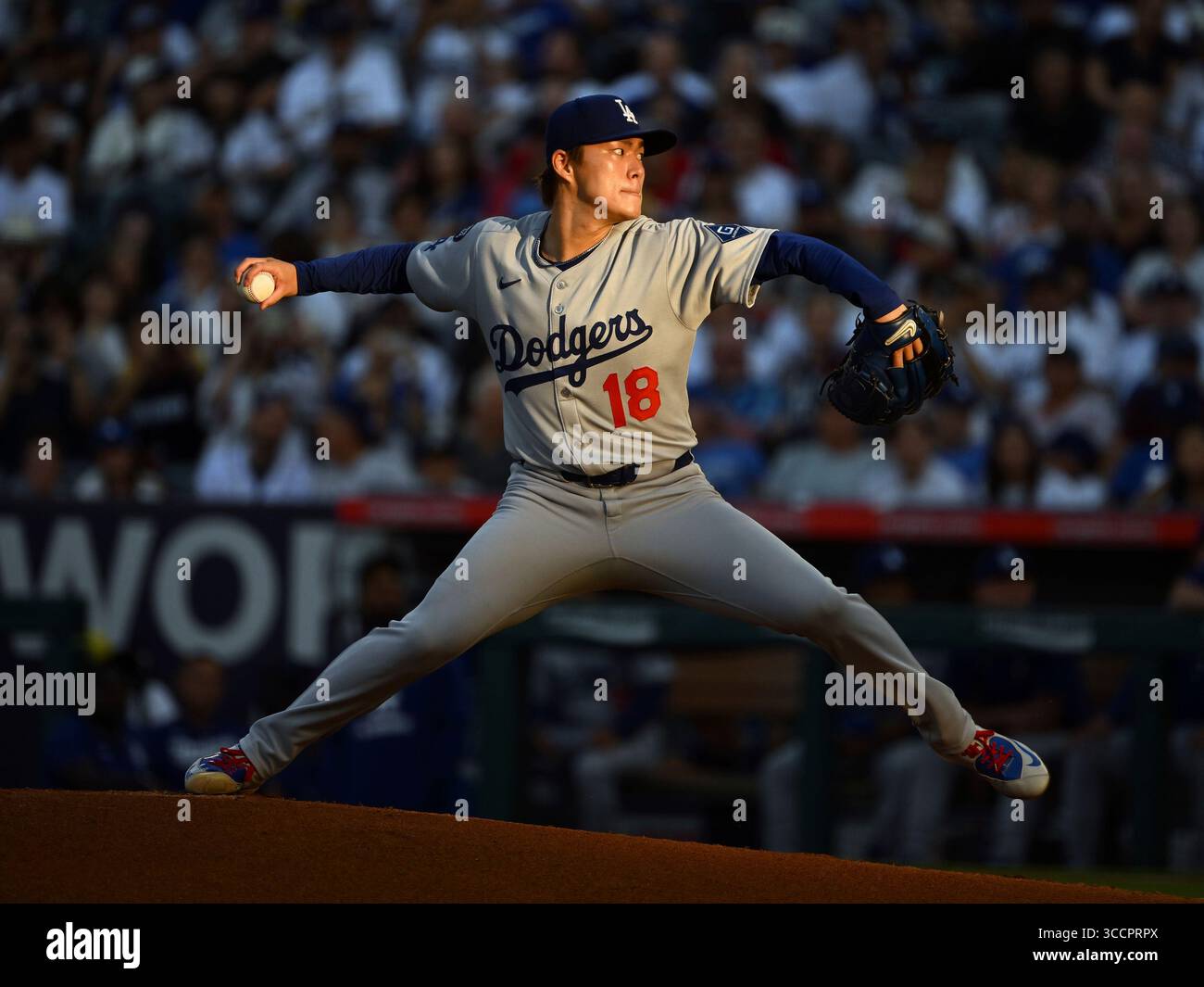 ANAHEIM, CA - AUGUST 11: Los Angeles Dodgers pitcher Yoshinobu Yamamoto ...
