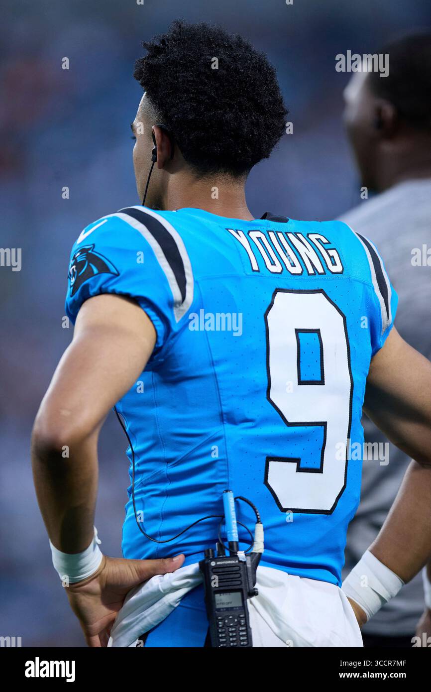 Carolina Panthers quarterback Bryce Young (9) watches from the sideline ...