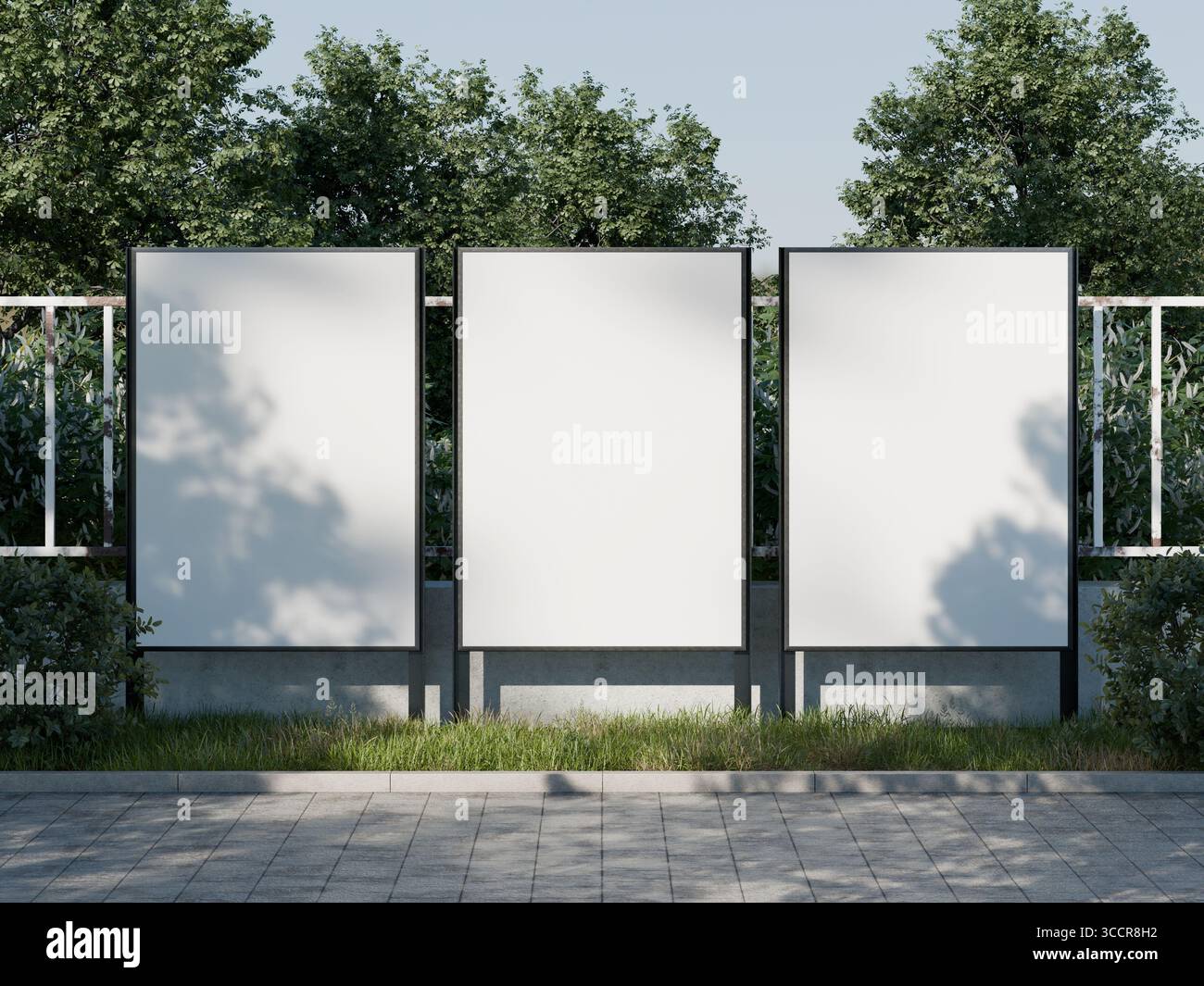 Outdoor Advertising Mockup with Posters in a Street Environment Stock ...