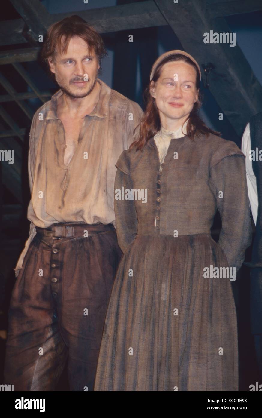 Liam Neeson and Laura Linney taking their curtain call at the opening ...