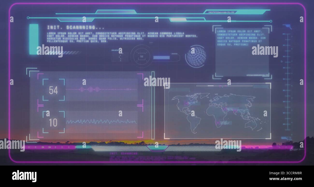 Scanning neon purple hud hi-res stock photography and images - Alamy