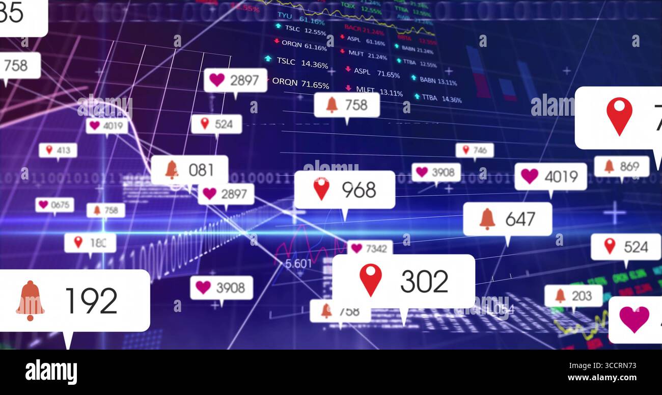 Floating notification icons pin hi-res stock photography and images - Alamy