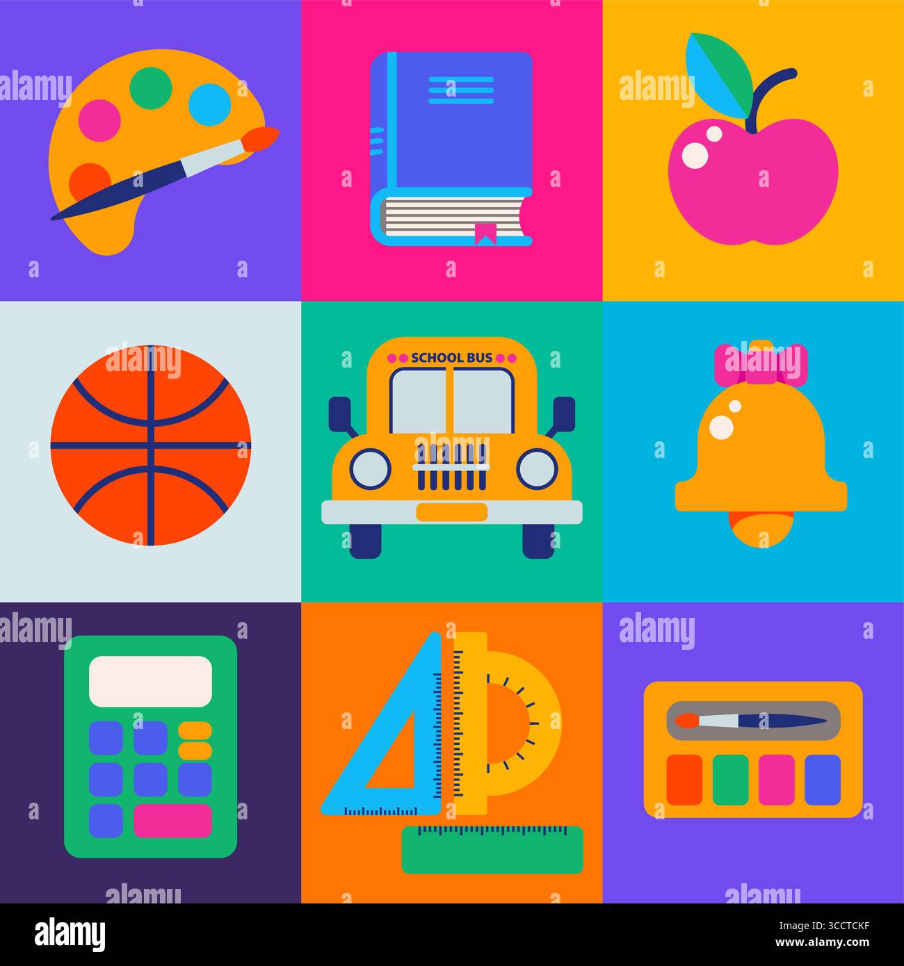 School supplies set colorful Stock Vector Images - Alamy