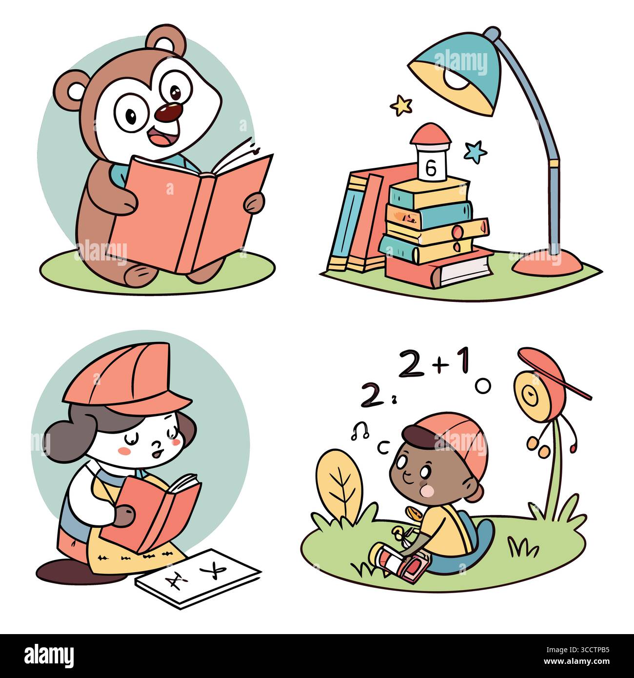 Colorful Illustrations Depicting Learning Moments for Children and ...
