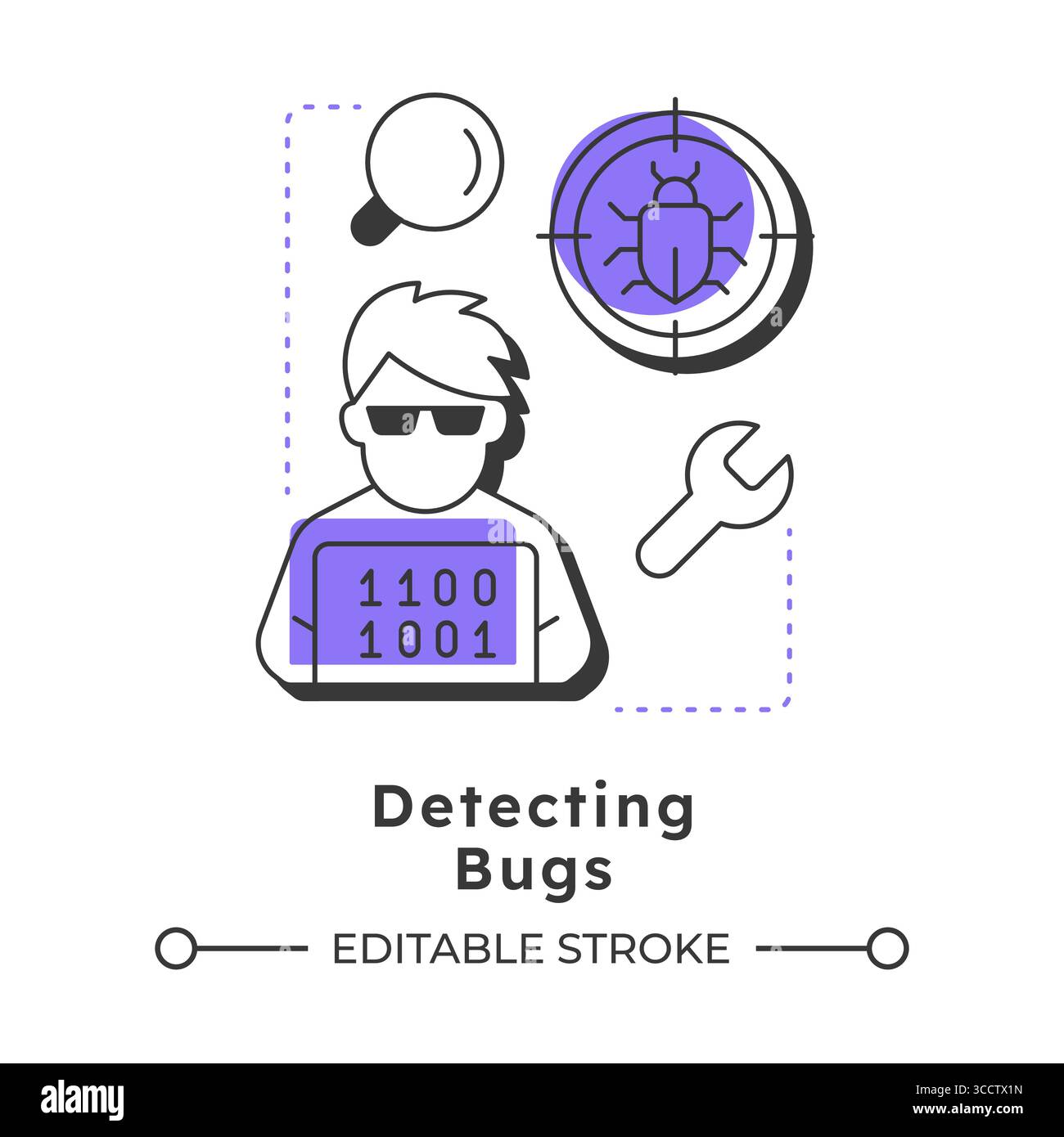 Detecting bugs modern linear concept icon Stock Vector Image & Art - Alamy