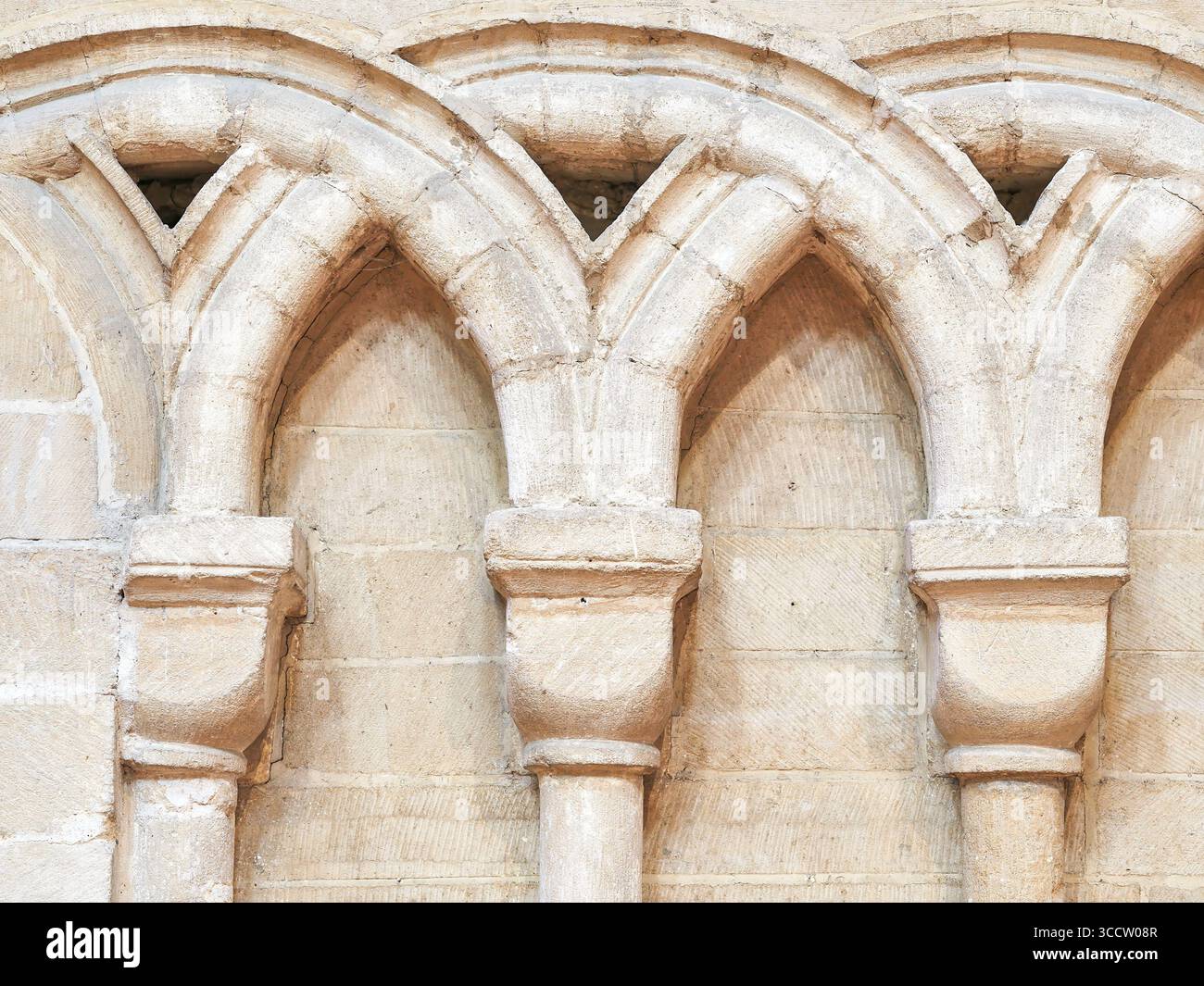 Decorative round arches on a wall of the south transept in the ...
