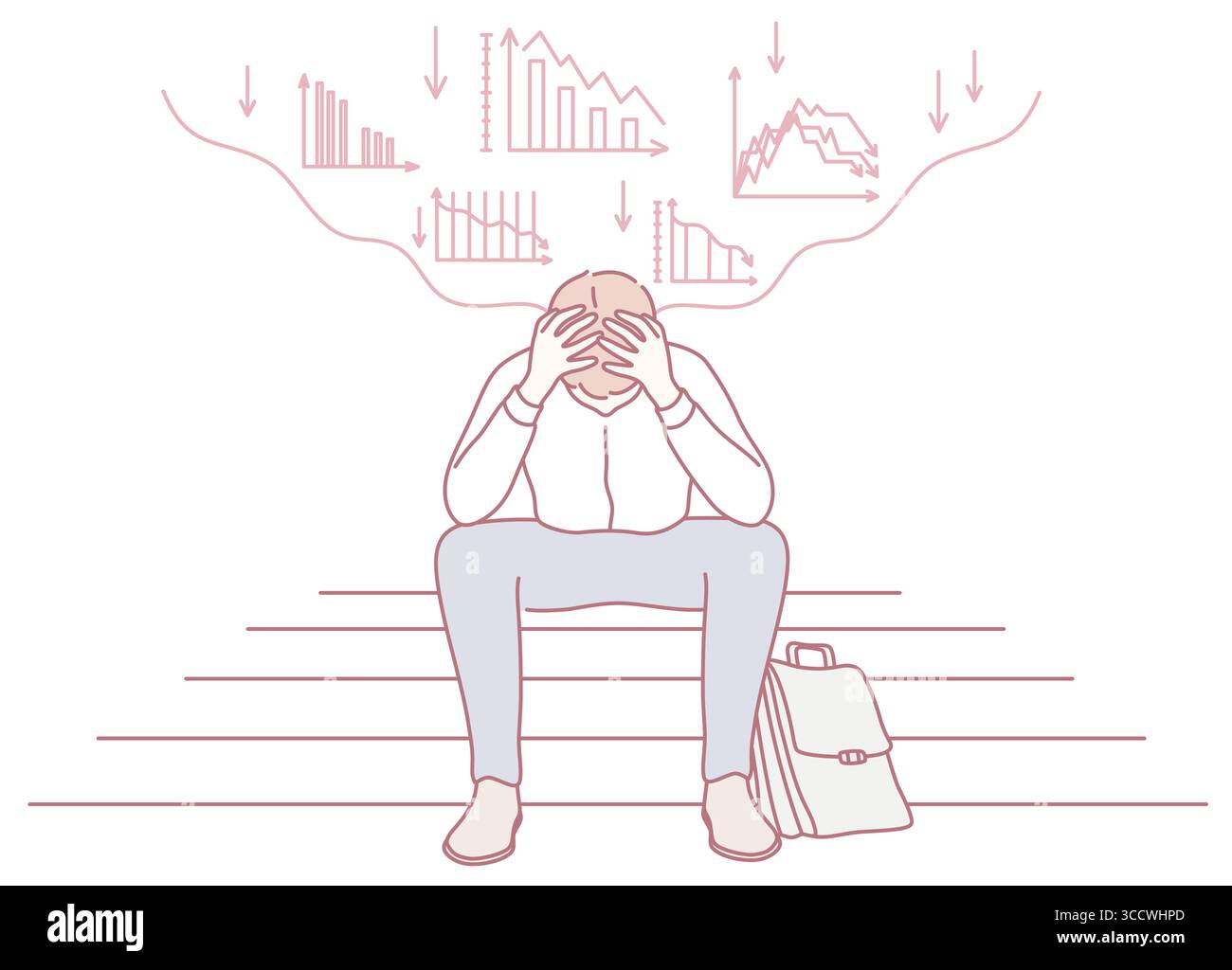 An illustration depicting a frustrated employee who is grappling with ...