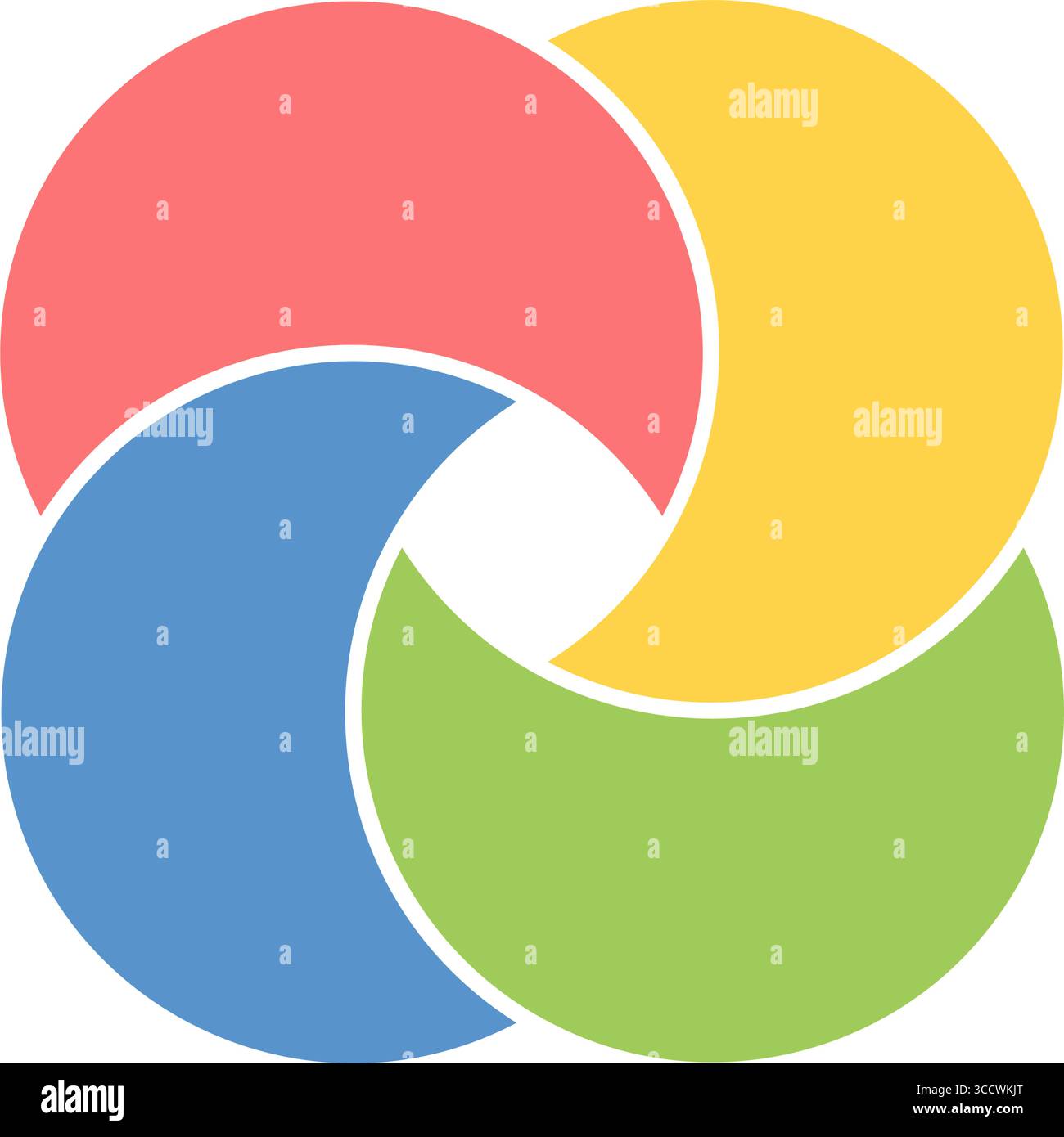 Circle Venn diagram infographic icon. Graphic chart. Four color balance ...