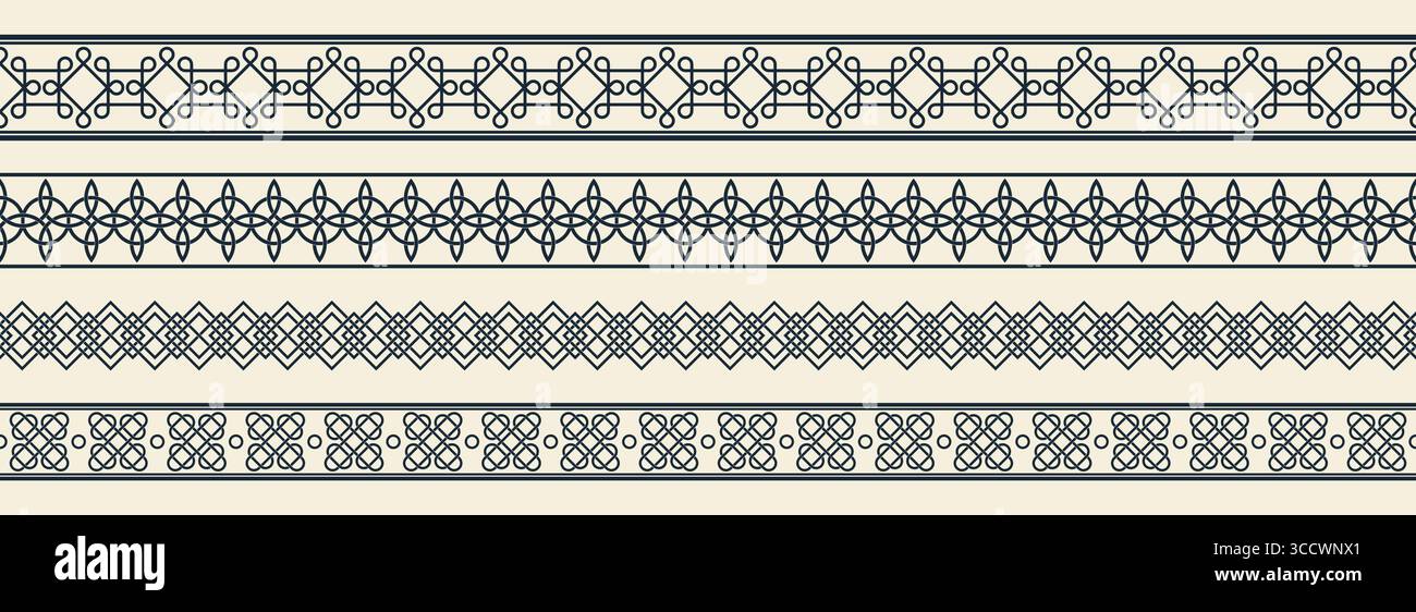 Celtic irish knot border patterns with repeating geometric interlaced ...