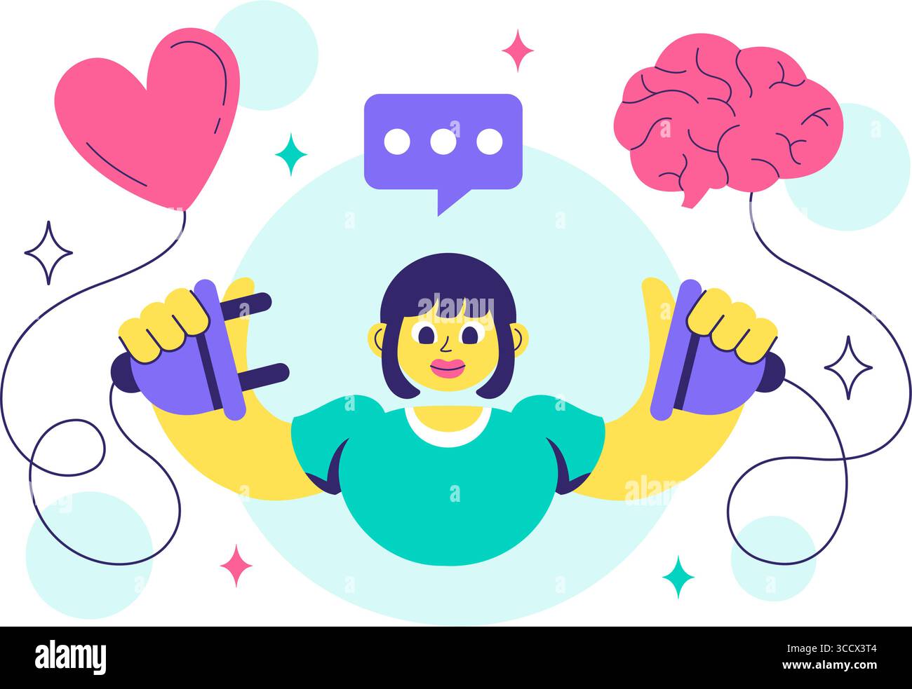 Emotional Intelligence Vector Illustration featuring Controlling ...