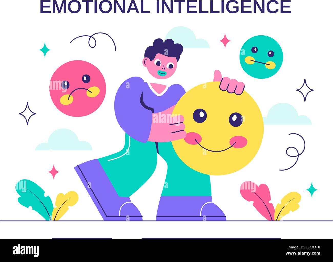 Emotional Intelligence Vector Illustration featuring Controlling ...