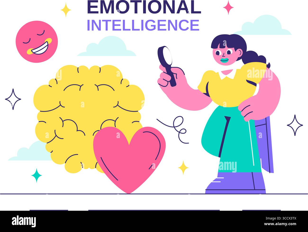 Emotional Intelligence Vector Illustration featuring Controlling ...