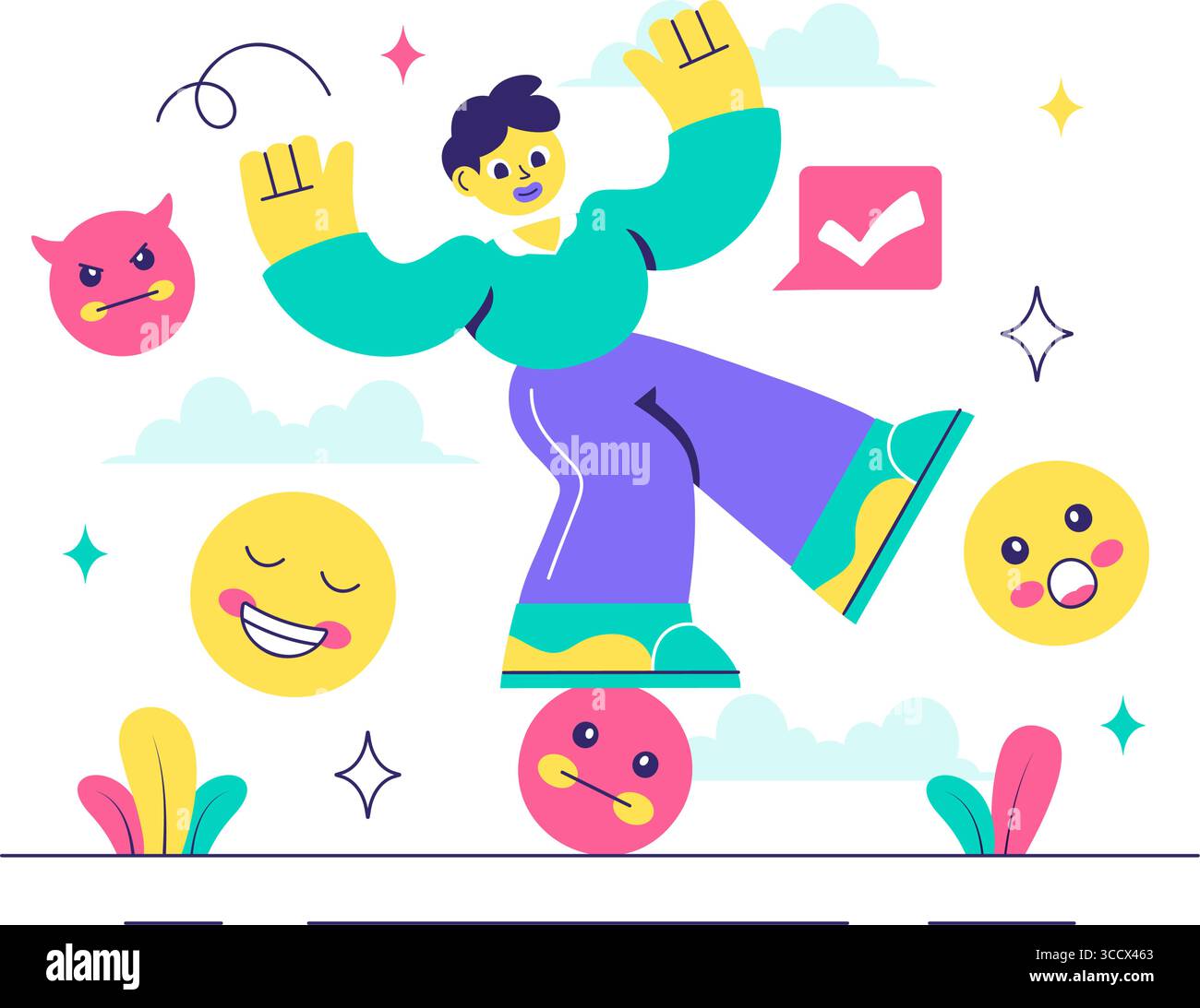 Emotional Intelligence Vector Illustration featuring Controlling ...