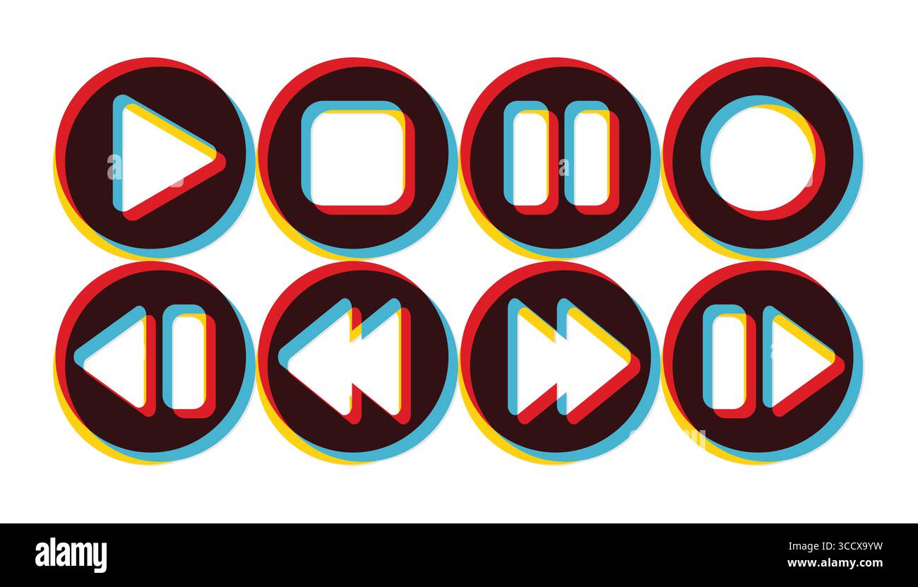 Media player buttons 3d Stock Vector Images - Alamy