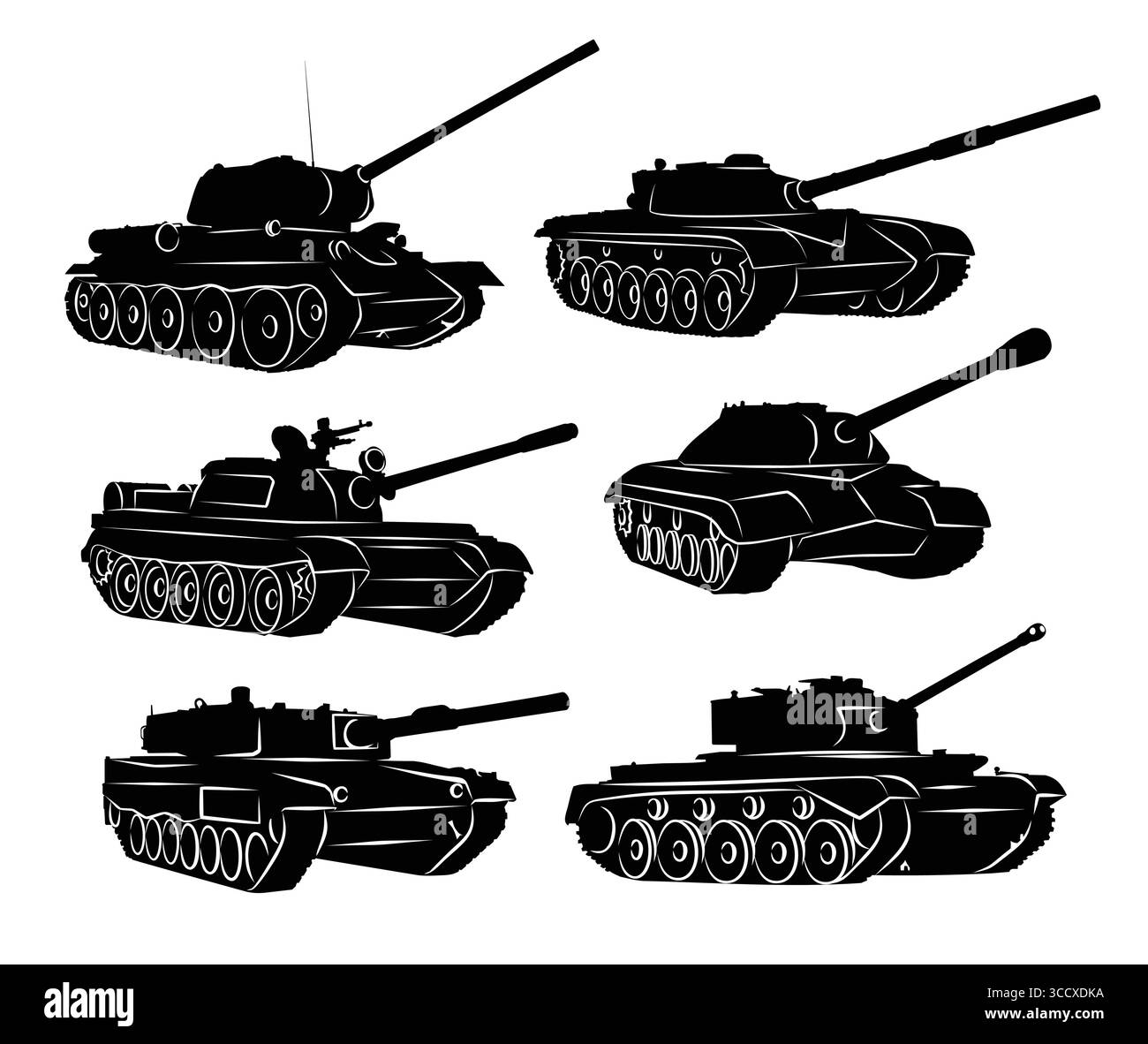 The set of silhouettes military tanks Stock Vector Image & Art - Alamy