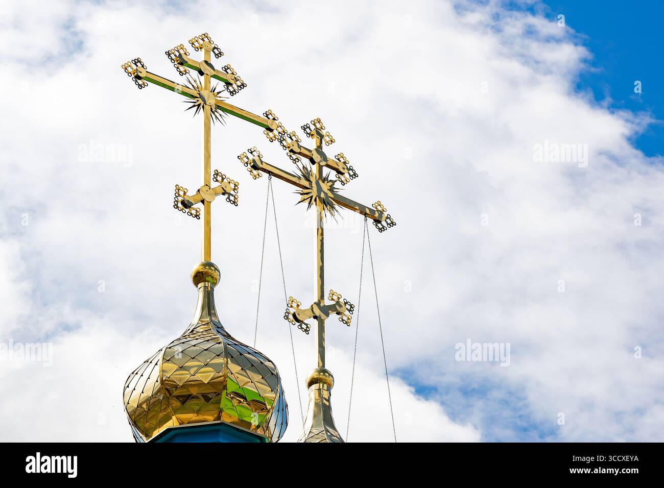 Two golden crosses of the Orthodox Church Stock Photo - Alamy