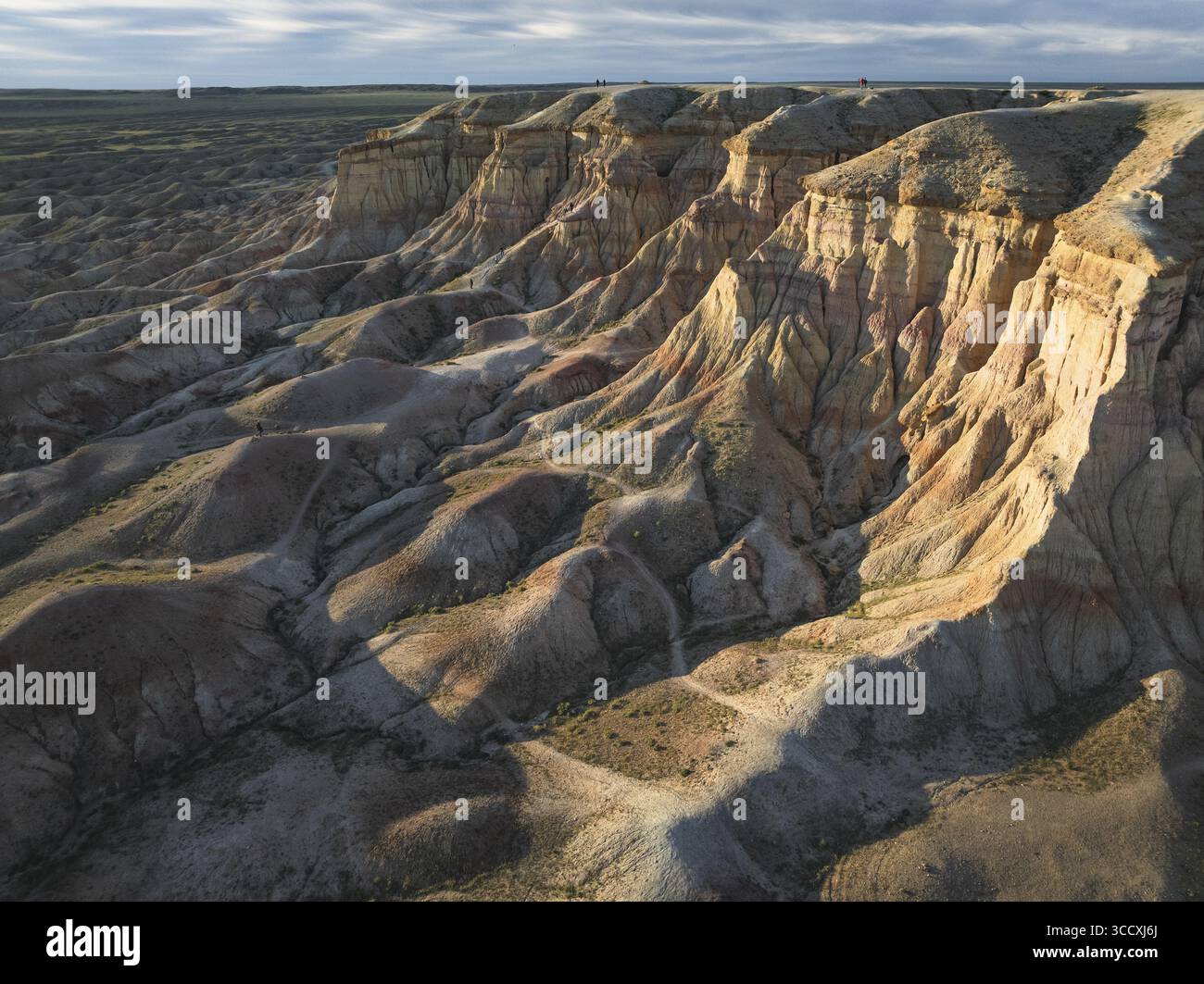 Aerial view of the dramatic Tsagaan Suvarga cliffs and canyons under a ...