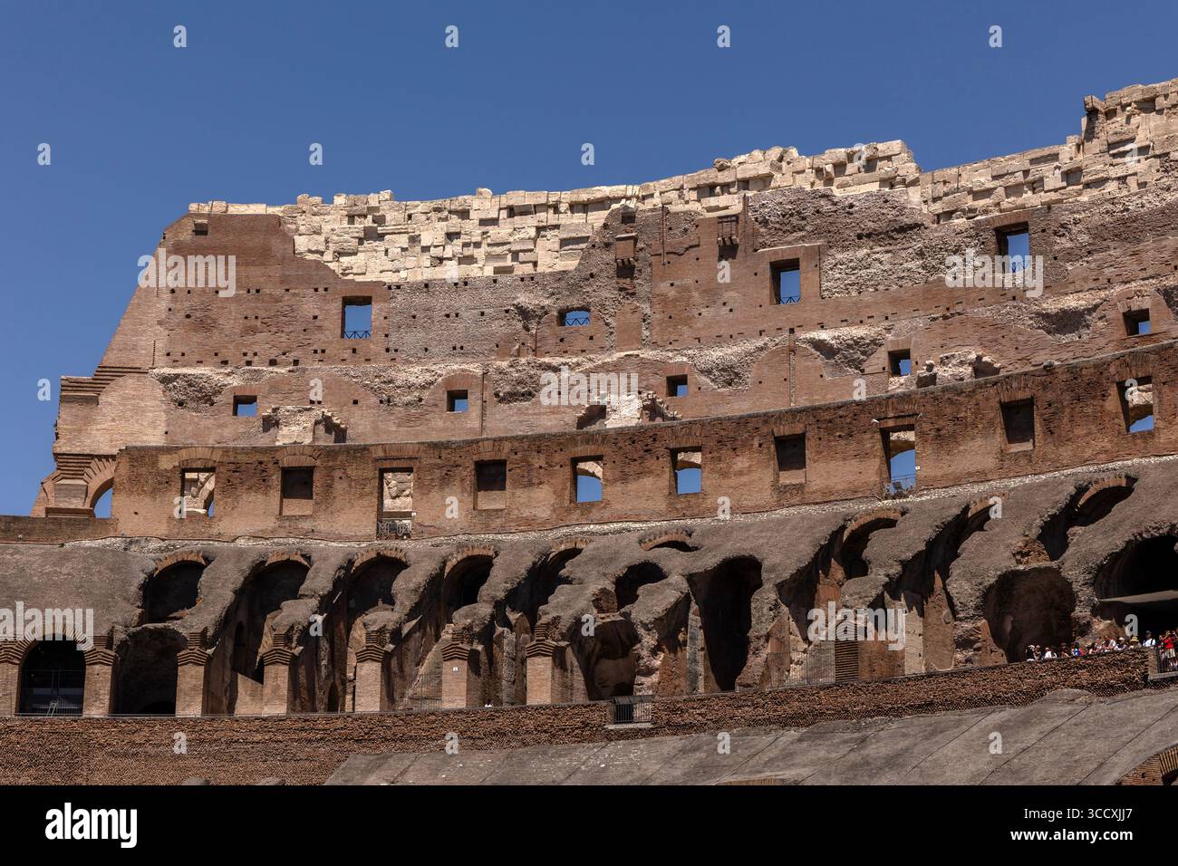 Interior of the Roman Colosseum, Rome, Italy, in July, on a bright ...