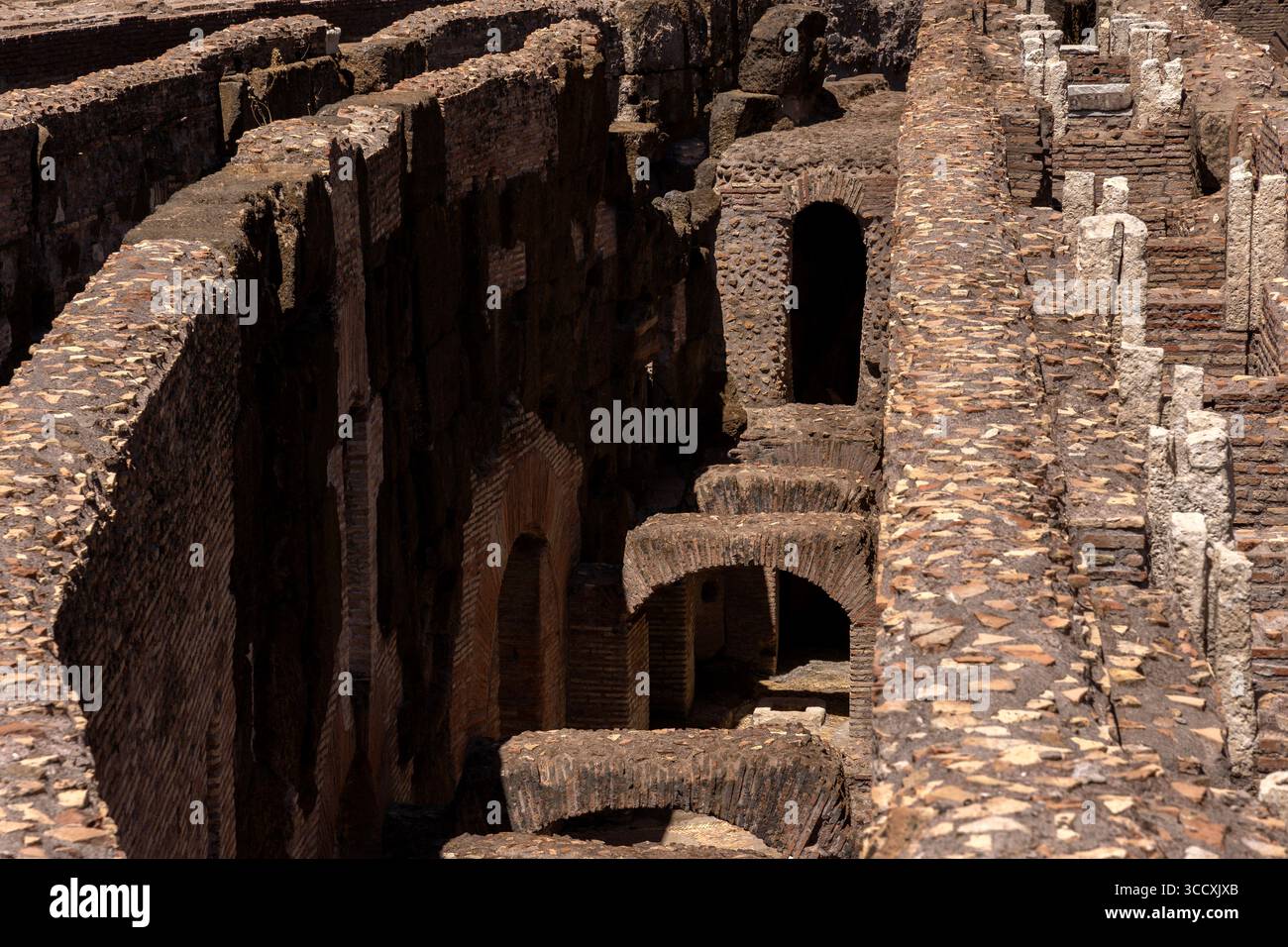 Interior of the Roman Colosseum, Rome, Italy, in July, on a bright ...