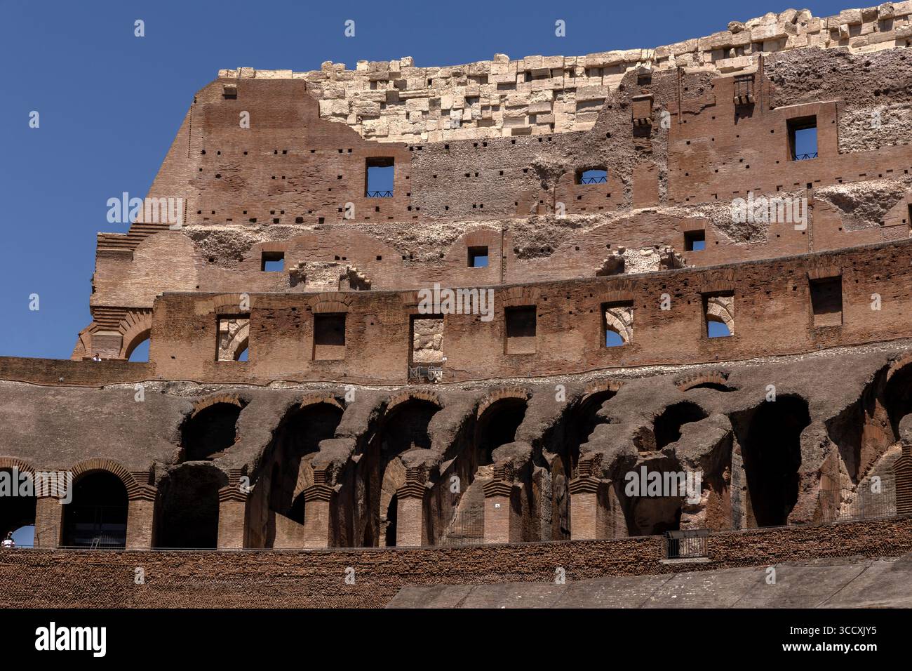 Interior of the Roman Colosseum, Rome, Italy, in July, on a bright ...