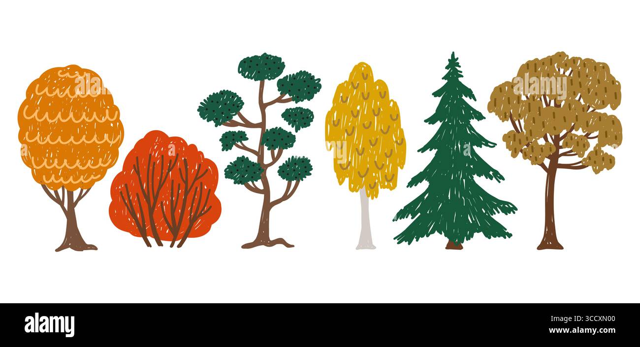 Child autumn trees Stock Vector Images - Alamy