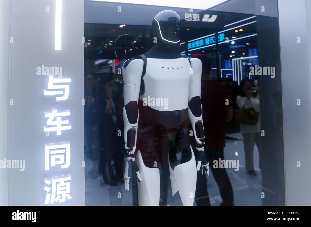 SHANGHAI, CHINA - JULY 26, 2025 - Visitors visit TESLA's booth at the ...