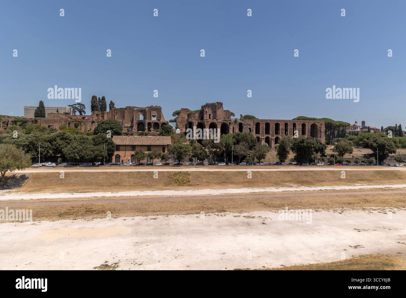 Street view of Circus Maximus, ancient Roman chariot-racing stadium ...