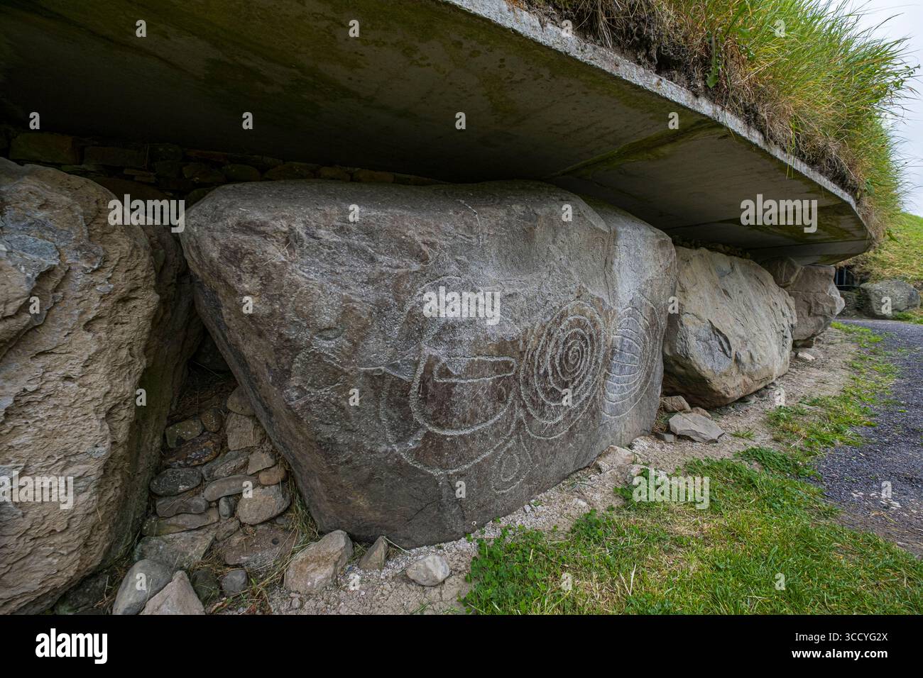 Kerbstone carved with megalithic art at Knowth a Neolithic passage ...