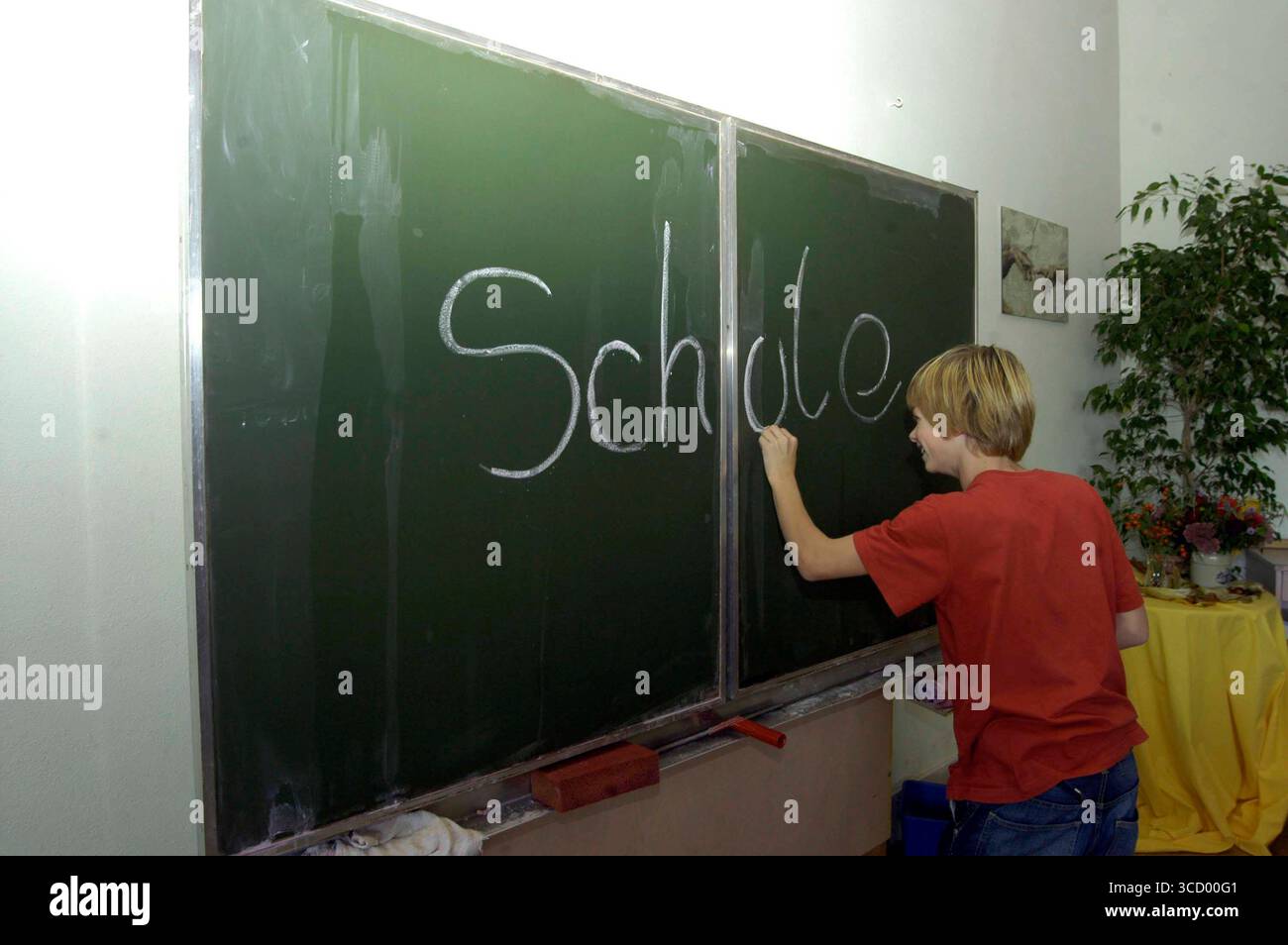 blackboard in a school class room, writing in front of the class ...