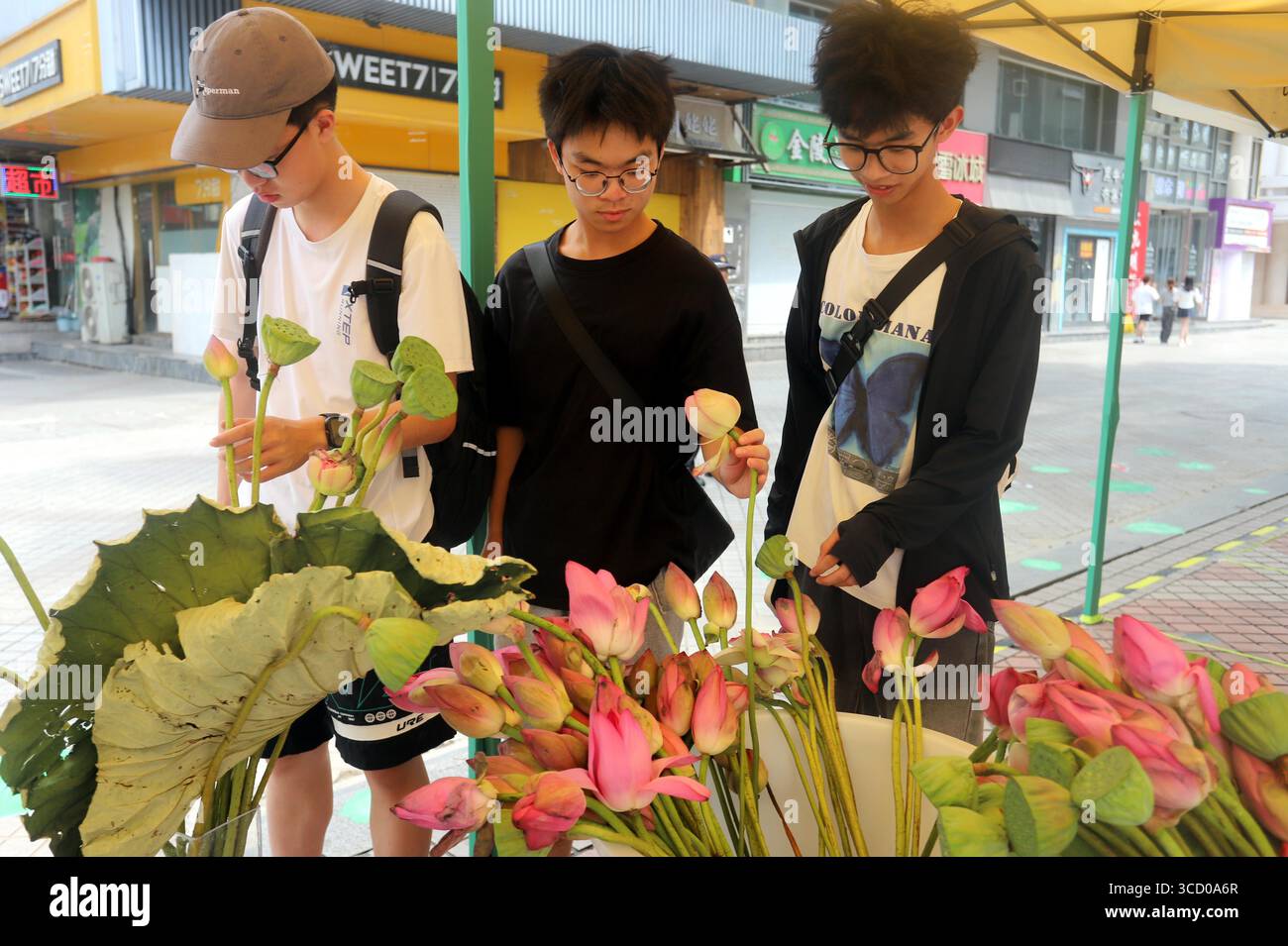 People buy lotus flowers at a lotus fair in Suzhou City, east China's ...