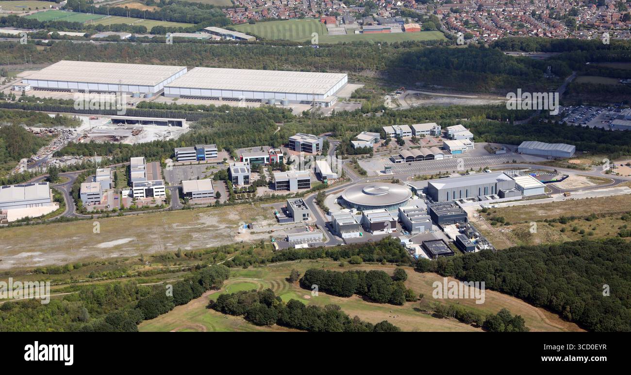 aerial views of Sheffield Business Park with the circular AMRC Factory ...