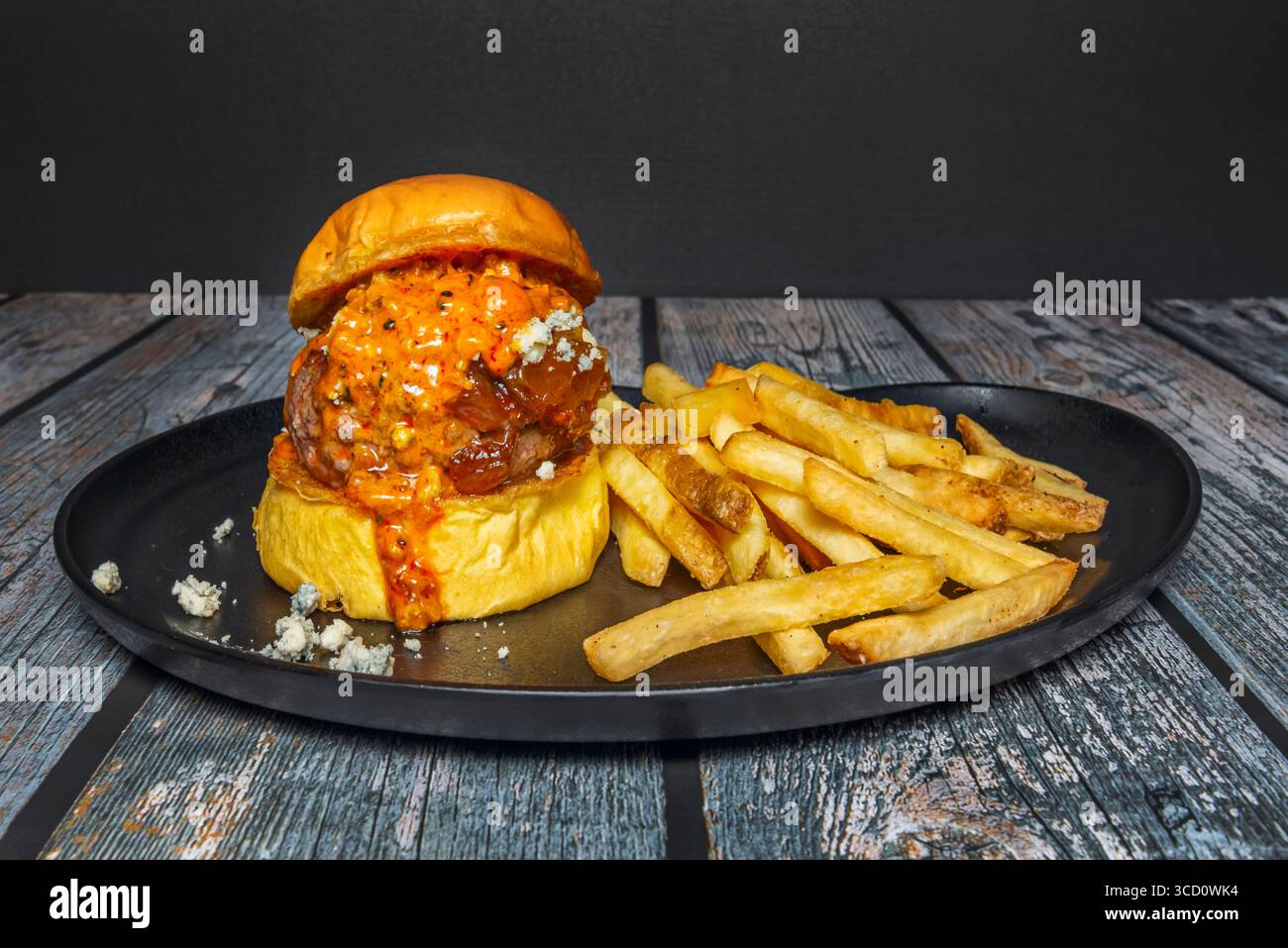 Breakfast Burger: Bacon bun with scrambled egg and roasted potatoes ...