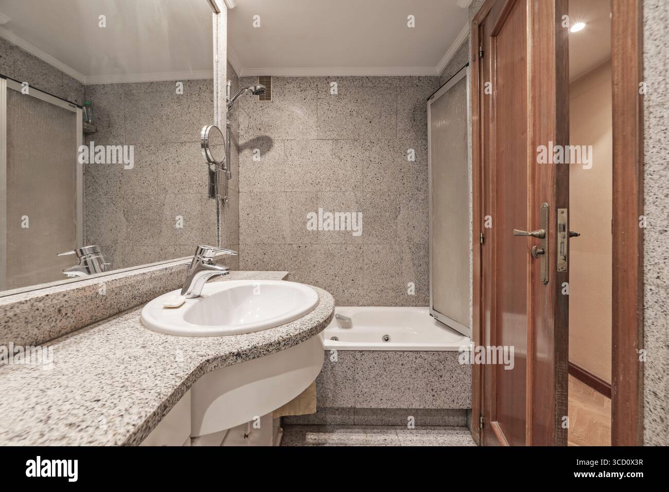 Modern bathroom design with an integrated porcelain sink, a touch ...