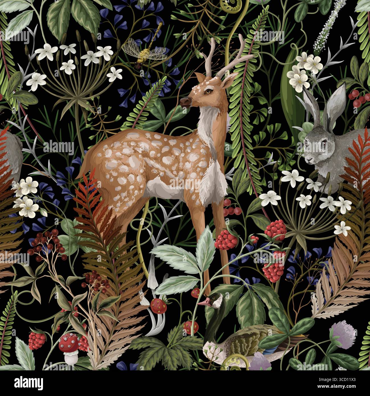 Deer and peaceful scene Stock Vector Images - Alamy