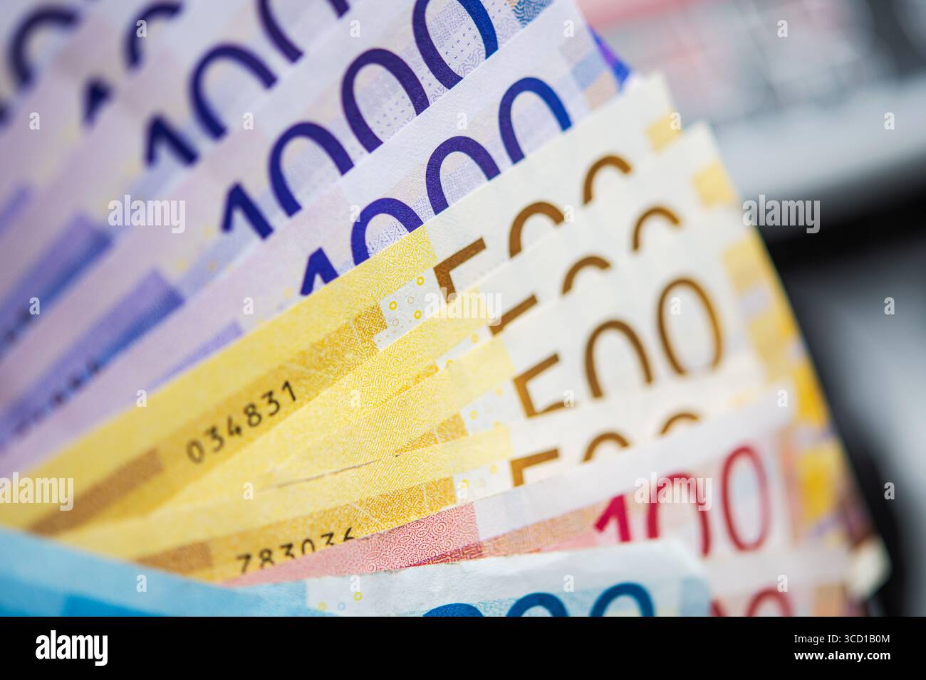 Norwegian Krones banknotes in vibrant colors displayed prominently ...