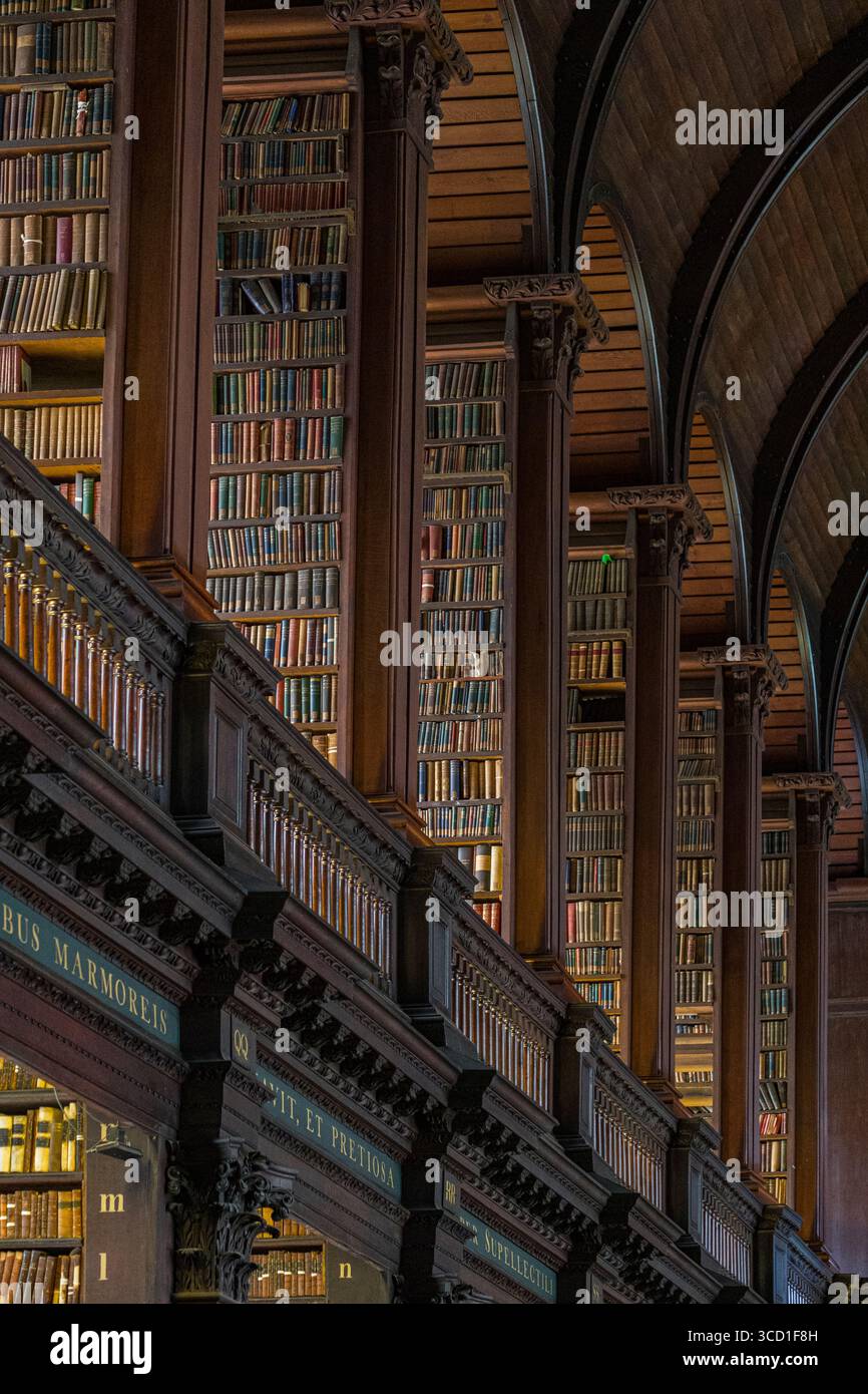 Alcoves in the Long Room library chamber, Old Library, Trinity College ...