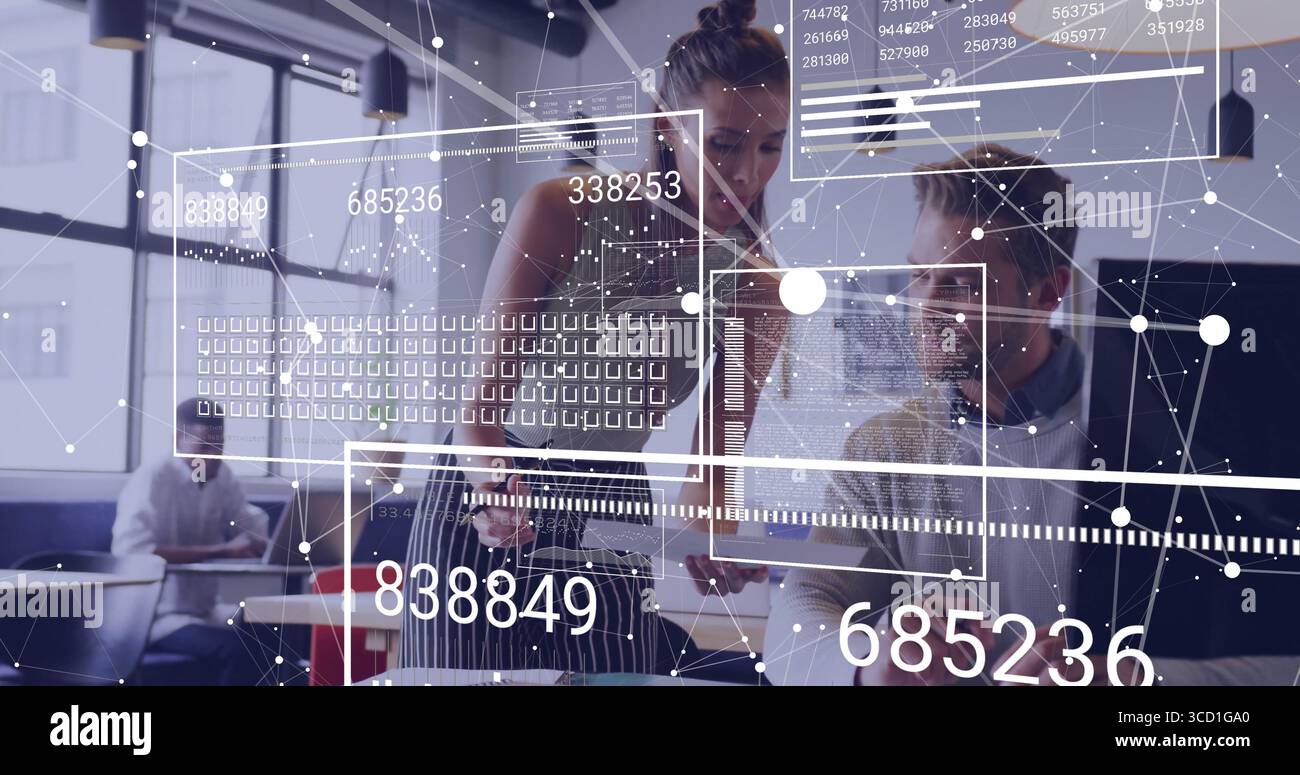 Analyzing data overlays office hi-res stock photography and images - Alamy