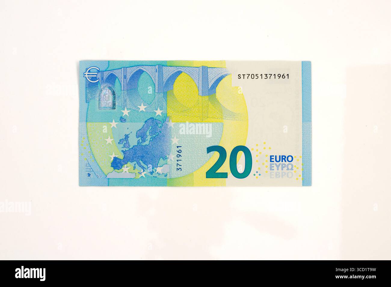 Back Side of a 20 Euro Banknote. European Currency on White Background ...