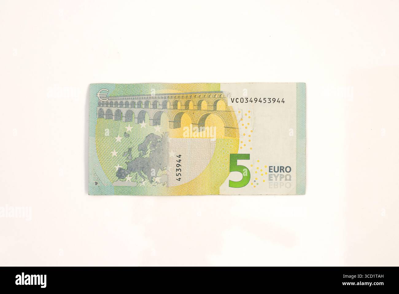 Reverse Side of 5 Euro Banknote on White Background Stock Photo - Alamy